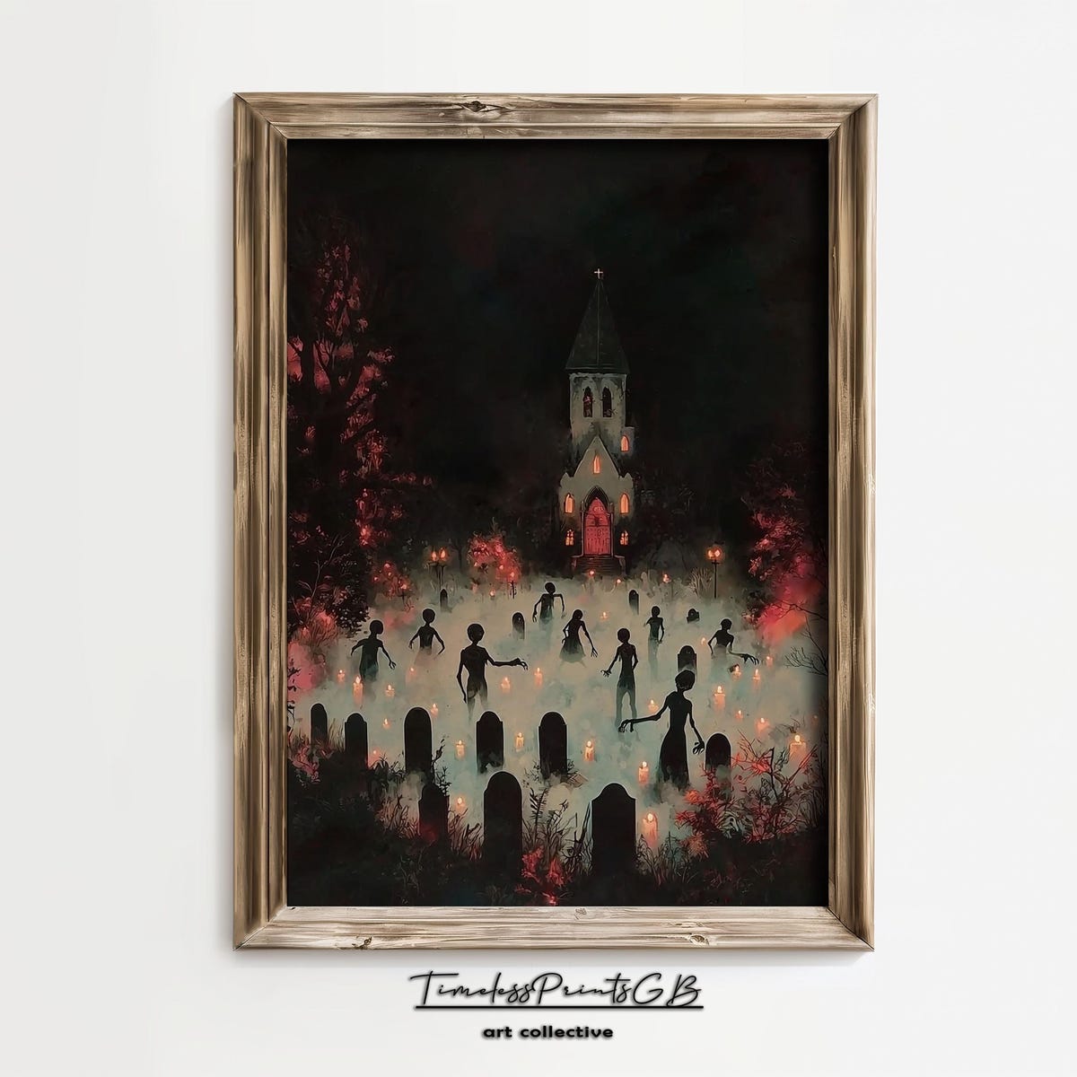 Miluva Zombies in a graveyard halloween zombie wall art zombies by the ...