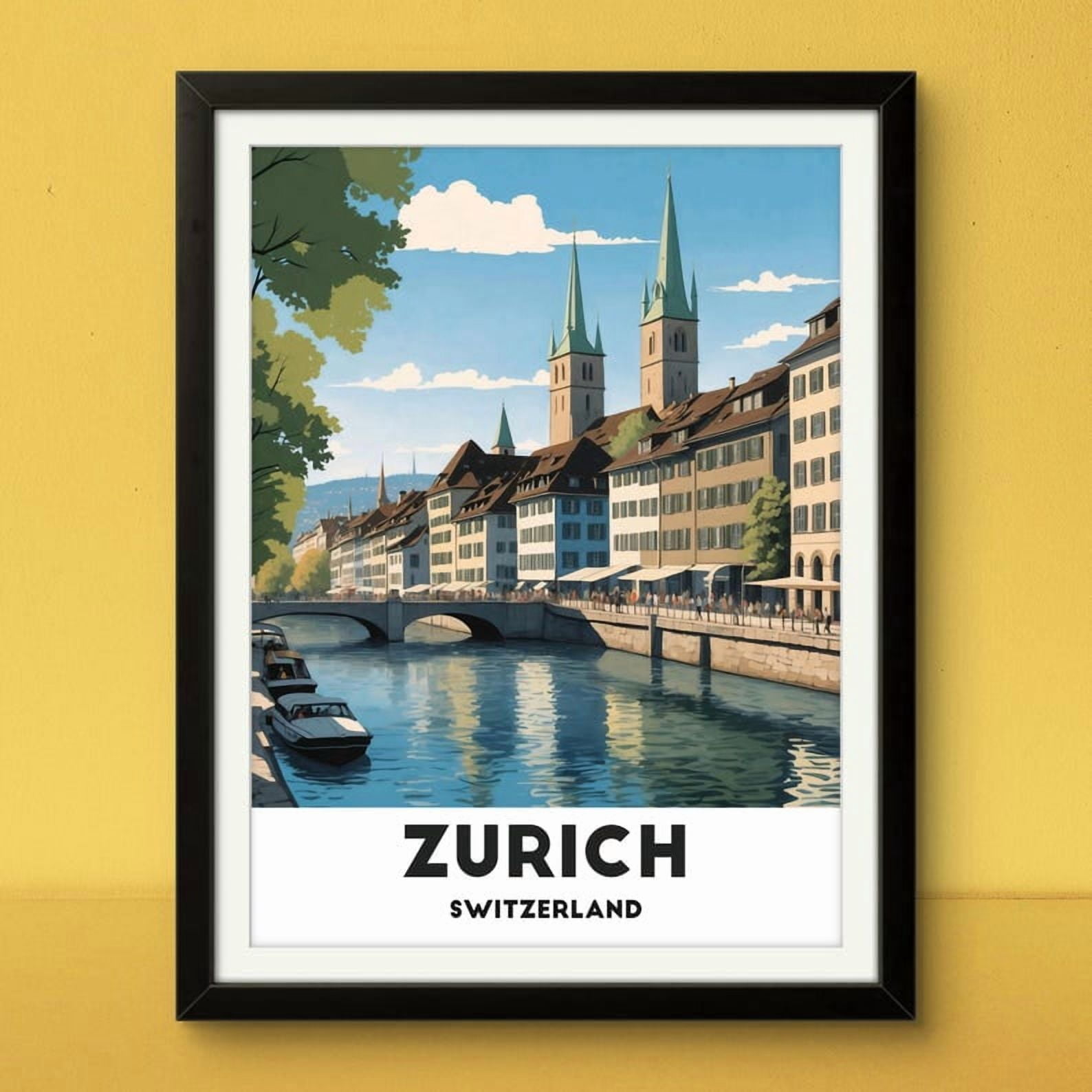 Miluva Zurich Switzerland Poster, Zurich Cityscape Art Print ...