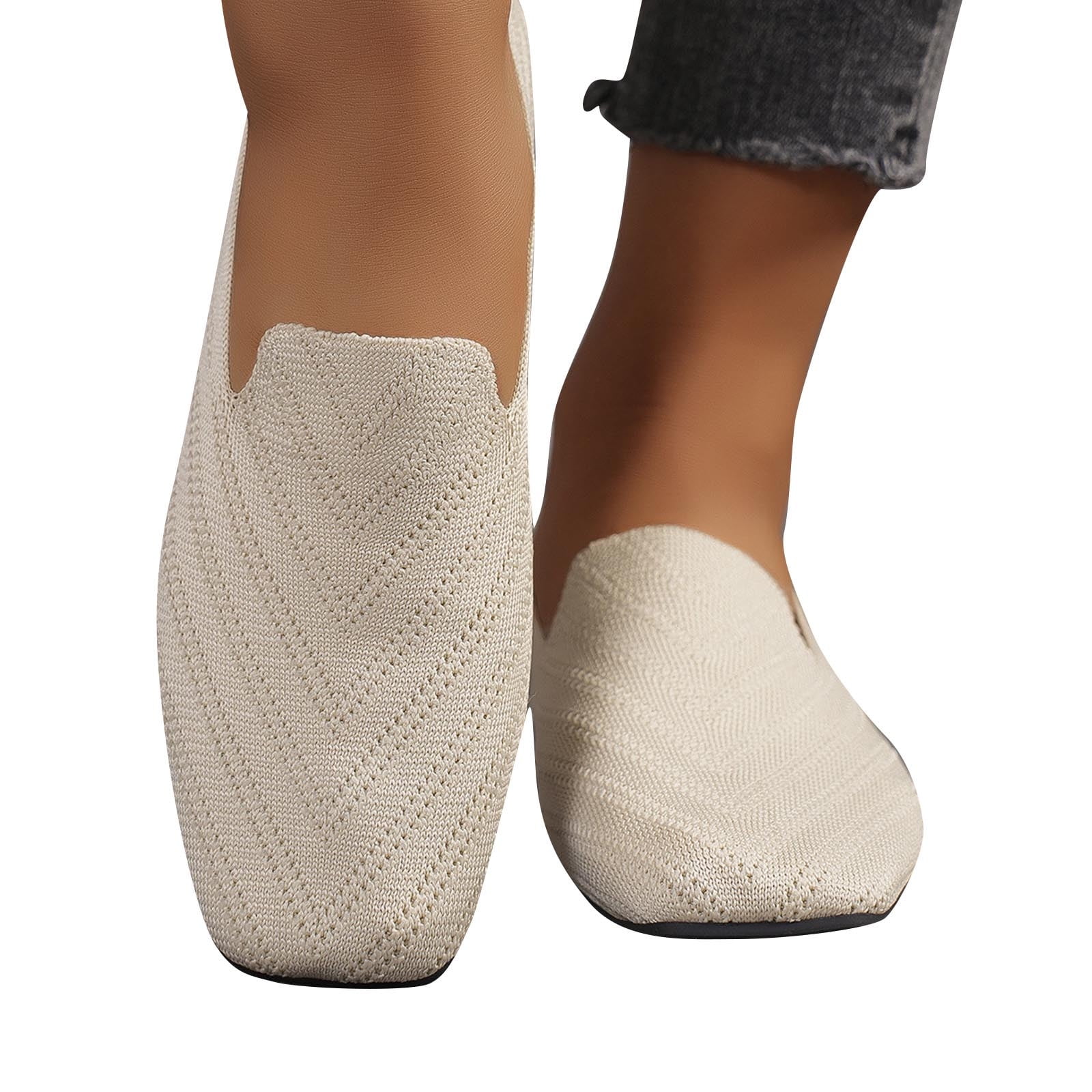 Miluxas Comfortable Square Toe Flats Shoes Women , Slip On Ballet Flats ...