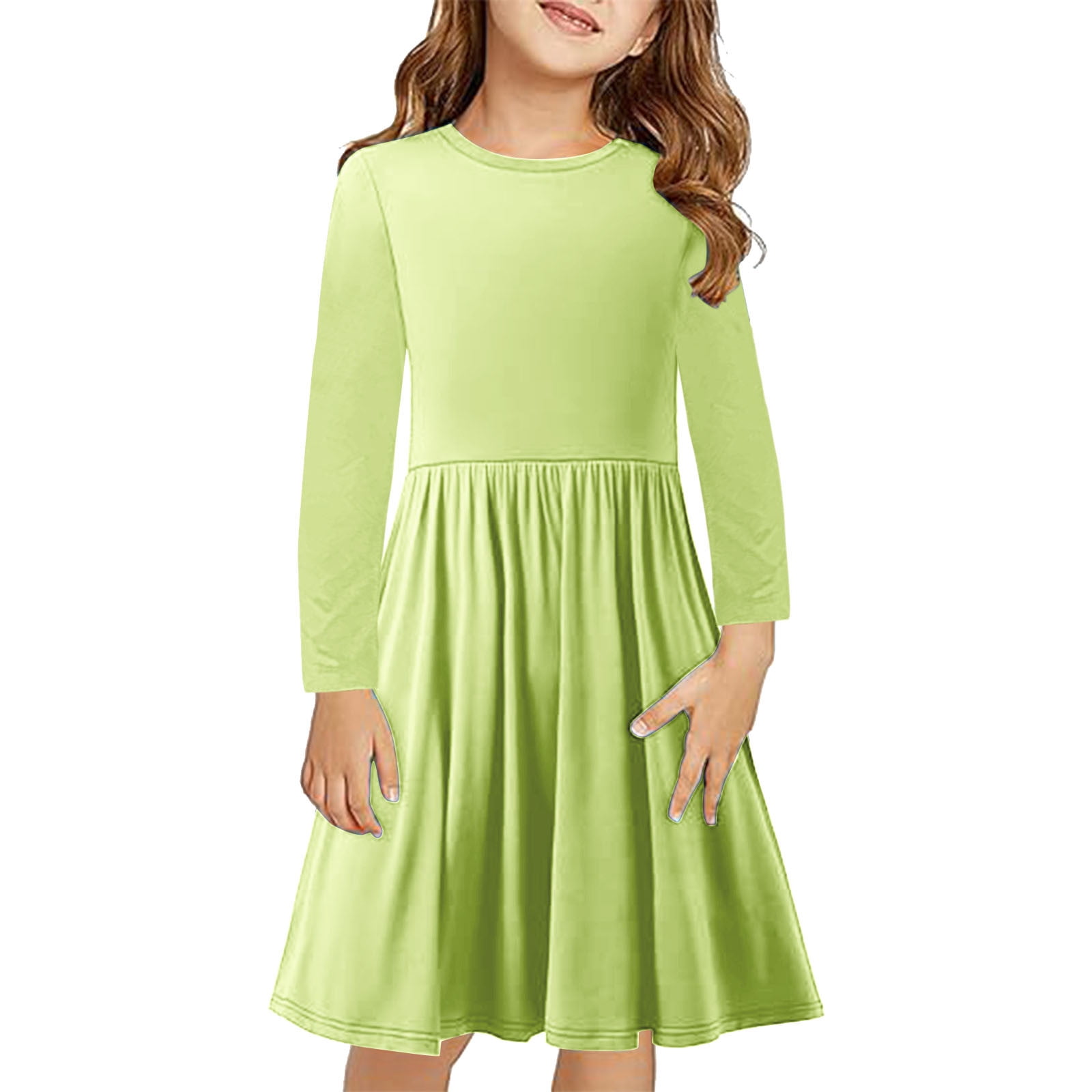 Miluxas Toddler Girls Fall Dress Long Sleeve Soft A-Line Dress for ...