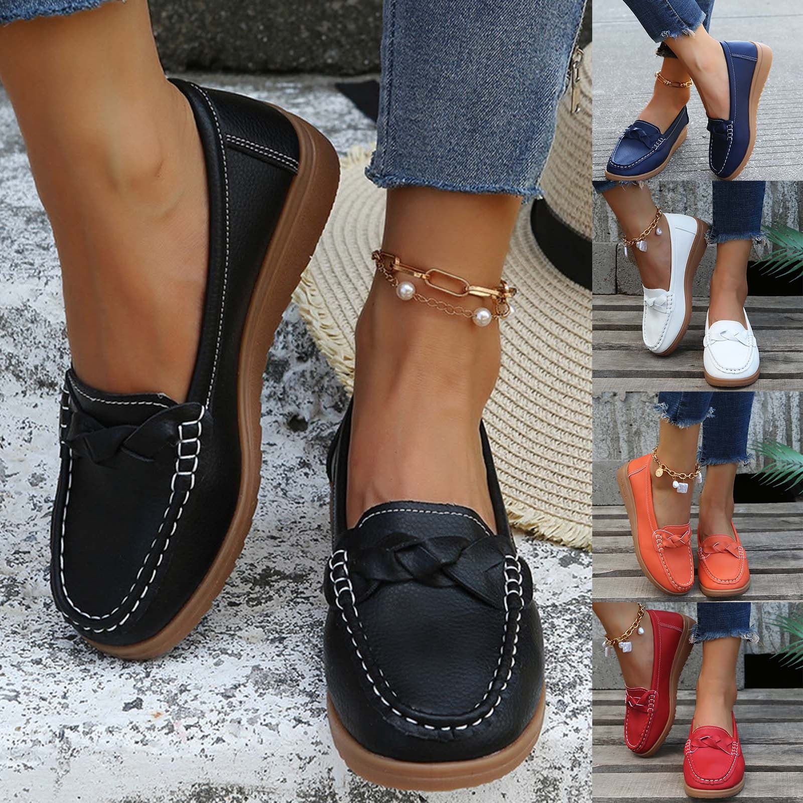 Miluxas Women's Comfortable Dressy Slip-on Loafers Business Casual Work ...