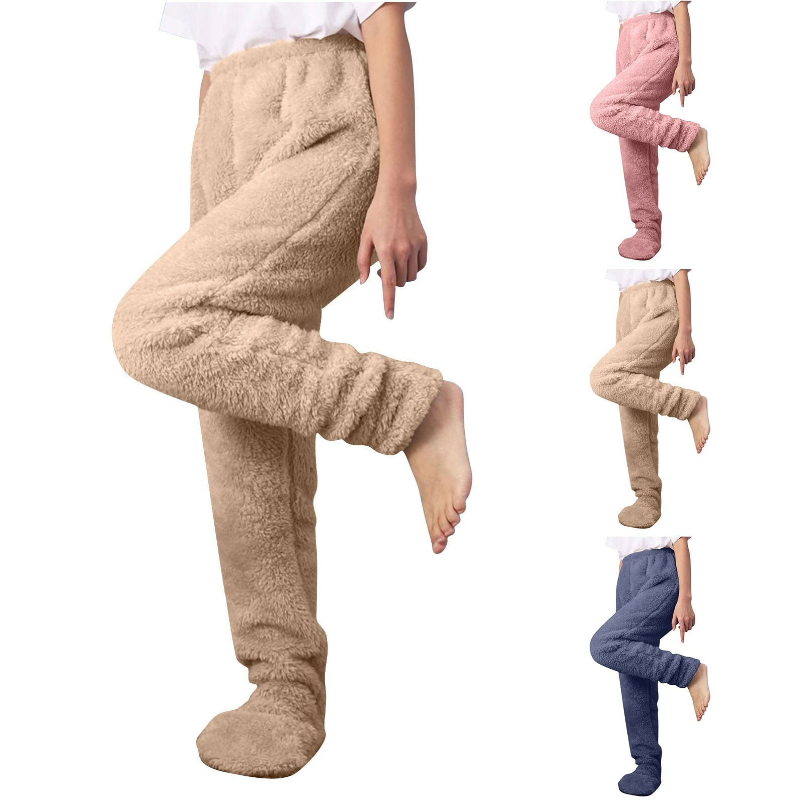 Miluxas Womens Footed Sweatpants ,Elastic Waisted Bottoms with Fleece ...