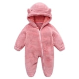 Miluxas Baby Snowsuit, Winter Warm Fleece Jumpsuit, Pink, 6-9 Months ...