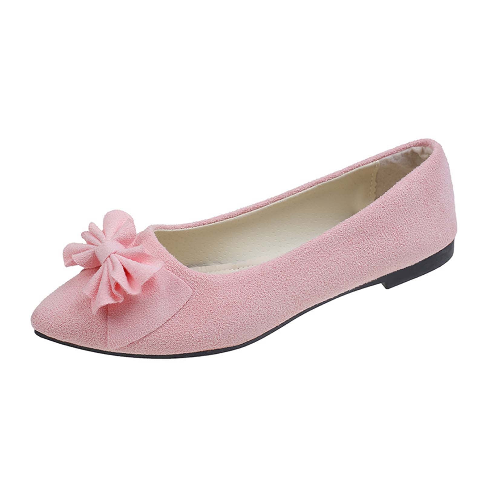 Miluxas Bowknot Ballet Flats Womens Pointy Toe Flat Shoes Suede Dress ...