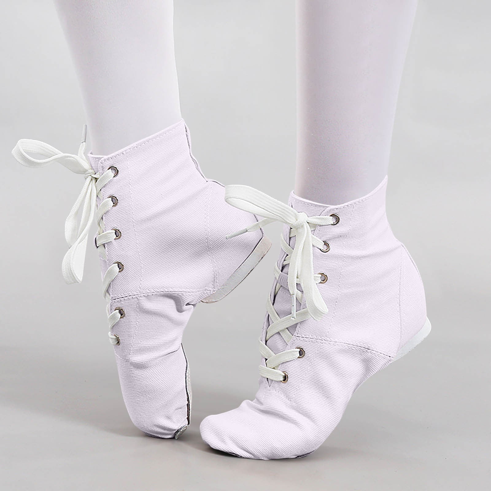 Miluxas Canvas Lace-up Dance Shoes Flat Practice Jazz Dancing Boots for ...