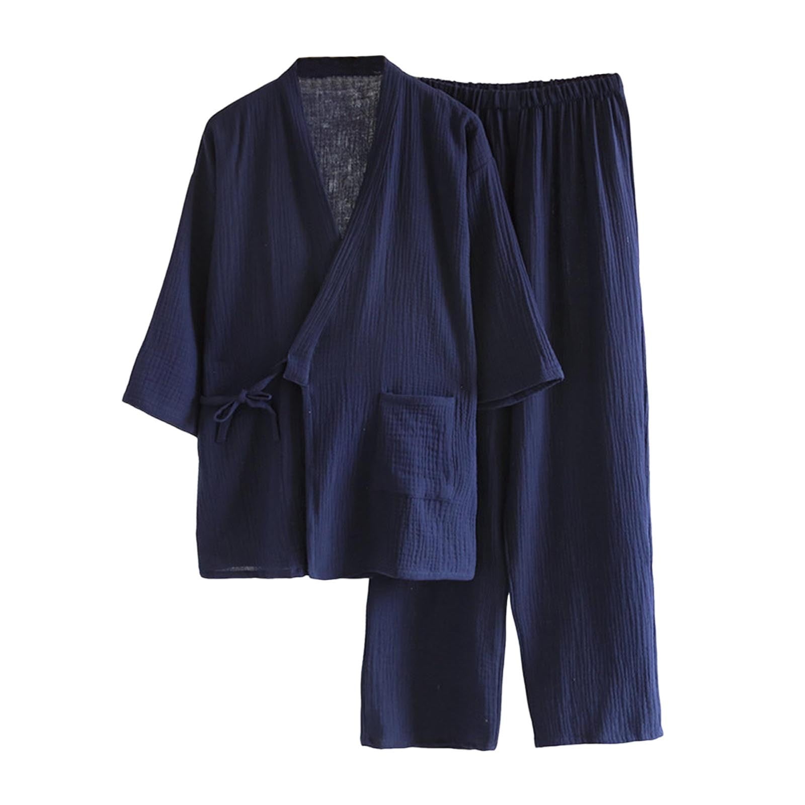 Miluxas Classical Simple Japanese Style Cotton Bathrobe Pajamas Kimono ...
