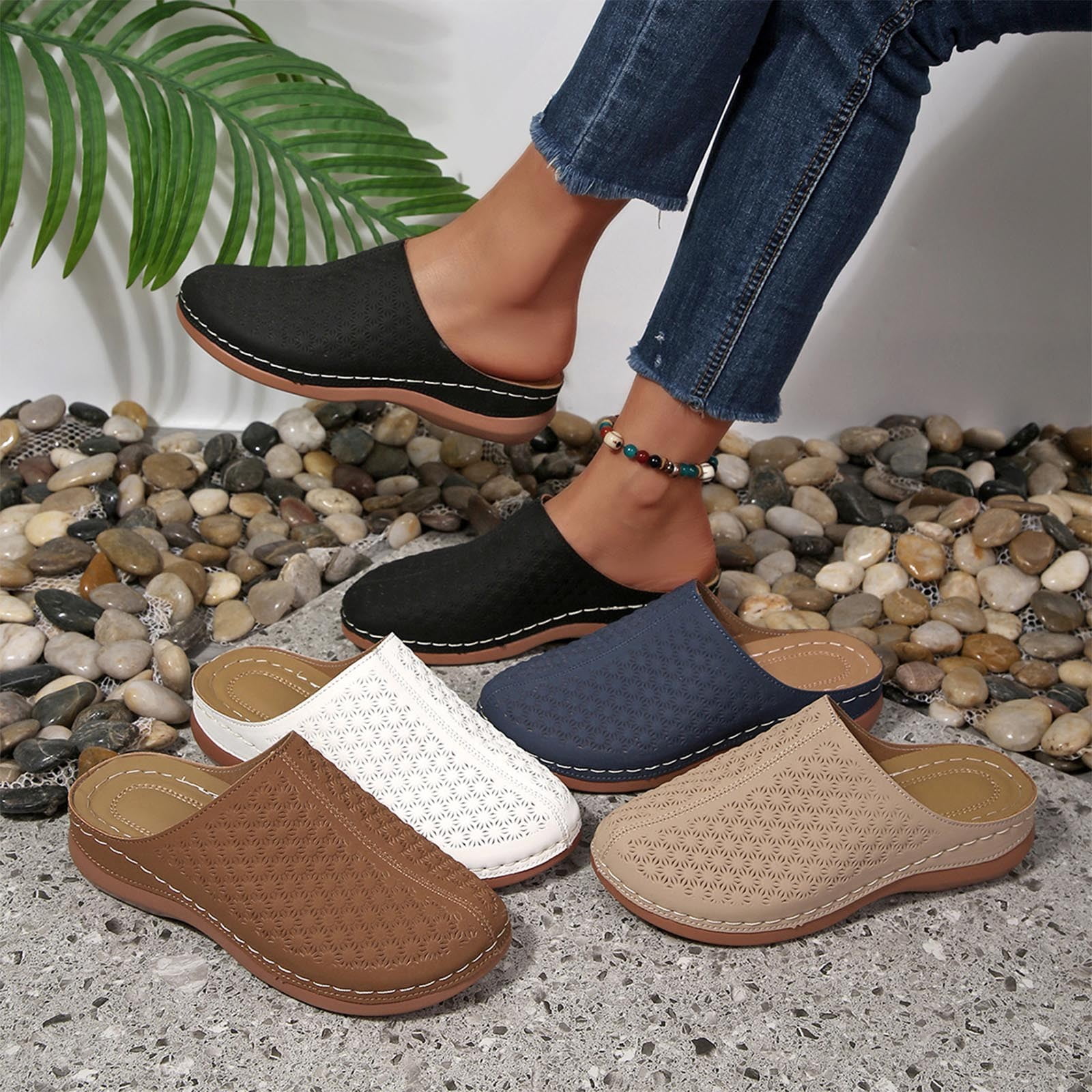 Miluxas Clogs for Women Mules Shoes: Comfortable Arch Support Closed ...