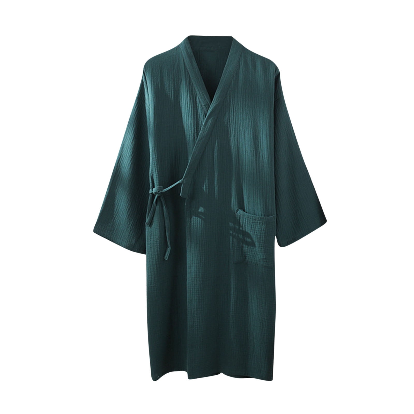 Miluxas Couple's Cotton Robe V Neck Bathrobe Long Sleeve Kimono Robe ...