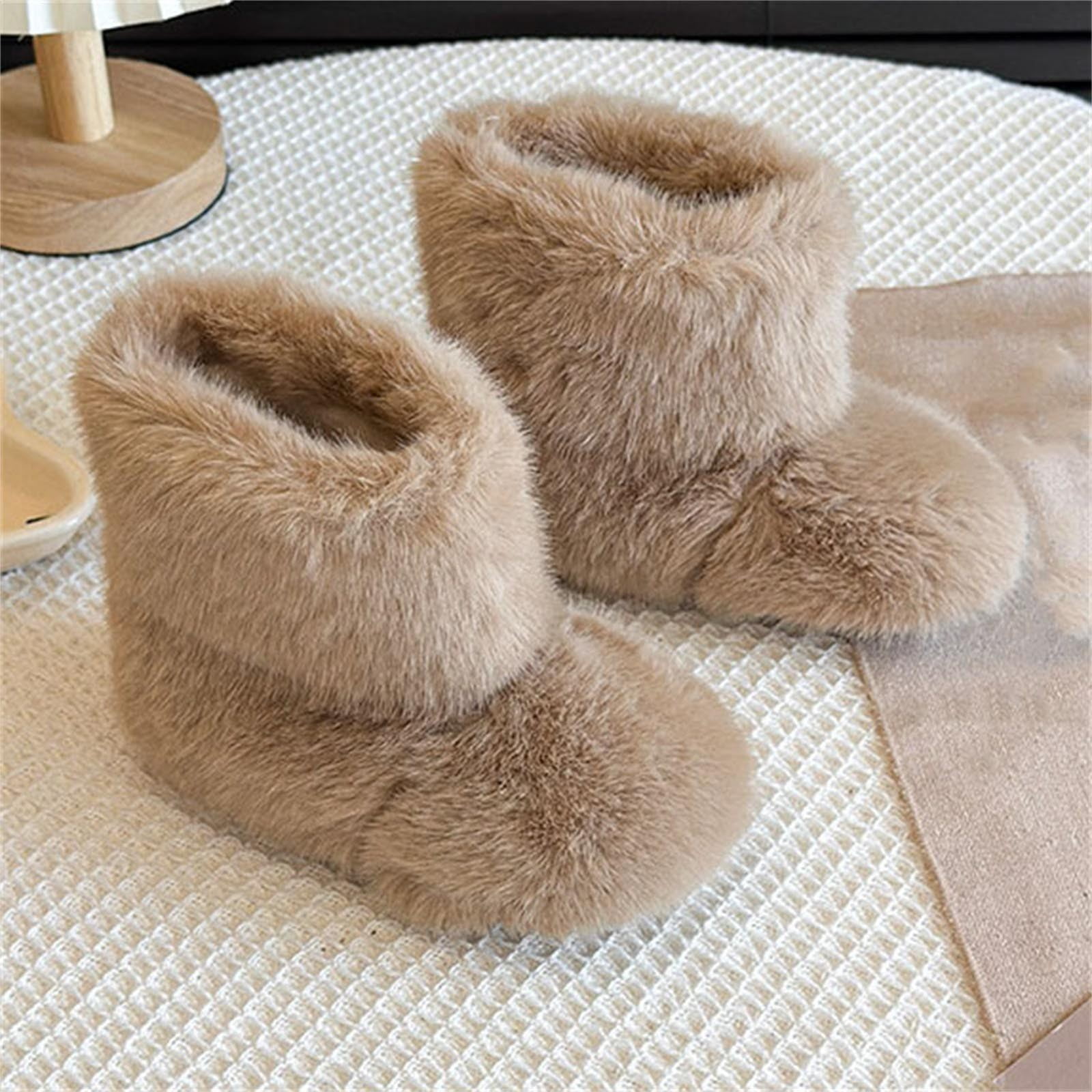 Miluxas Fleece Boots for Toddler Girls Mid Calf Winter Snow Boots Flat ...