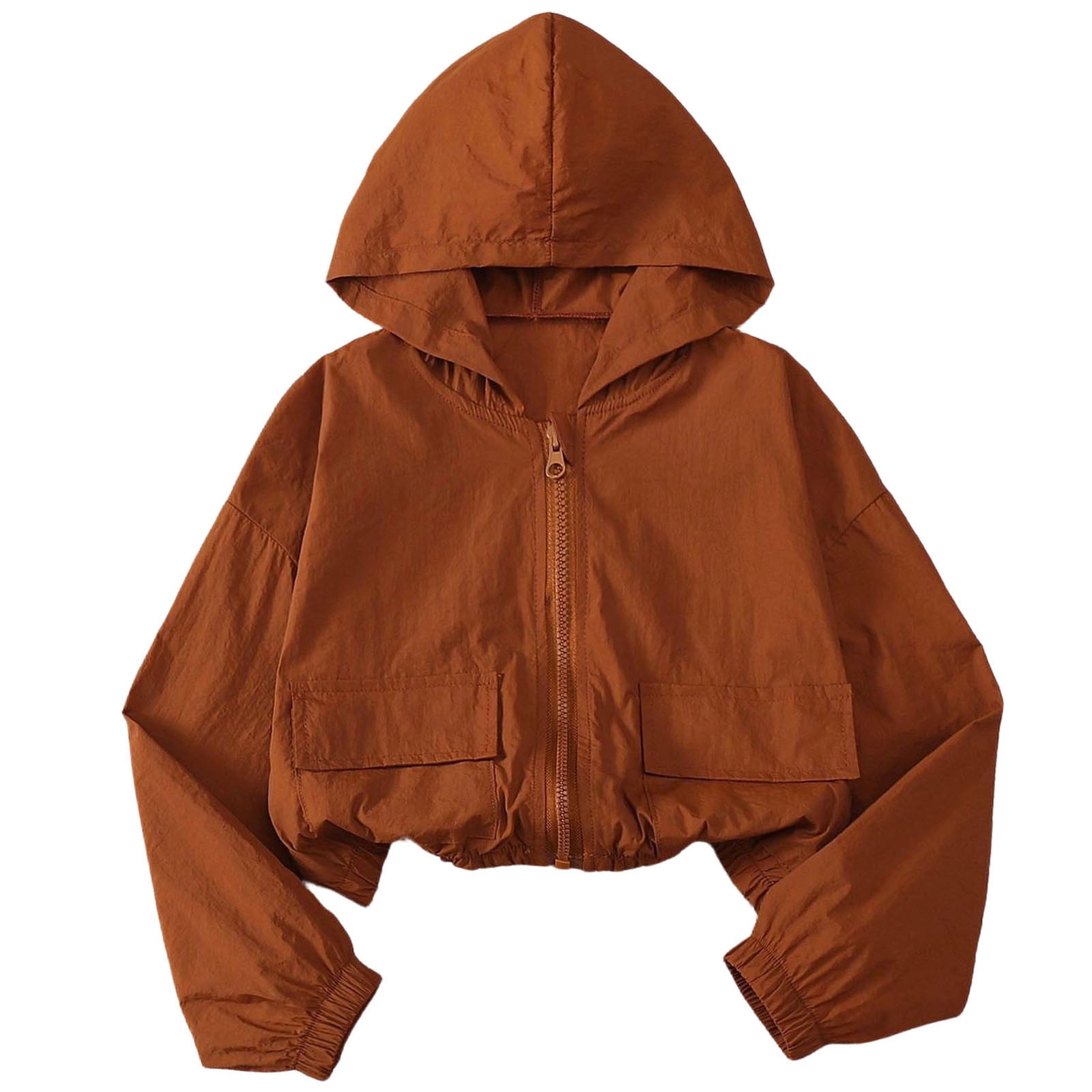 Miluxas Girl Cropped Bomber Jacket Casual Lightweight Spring Fall Lapel ...