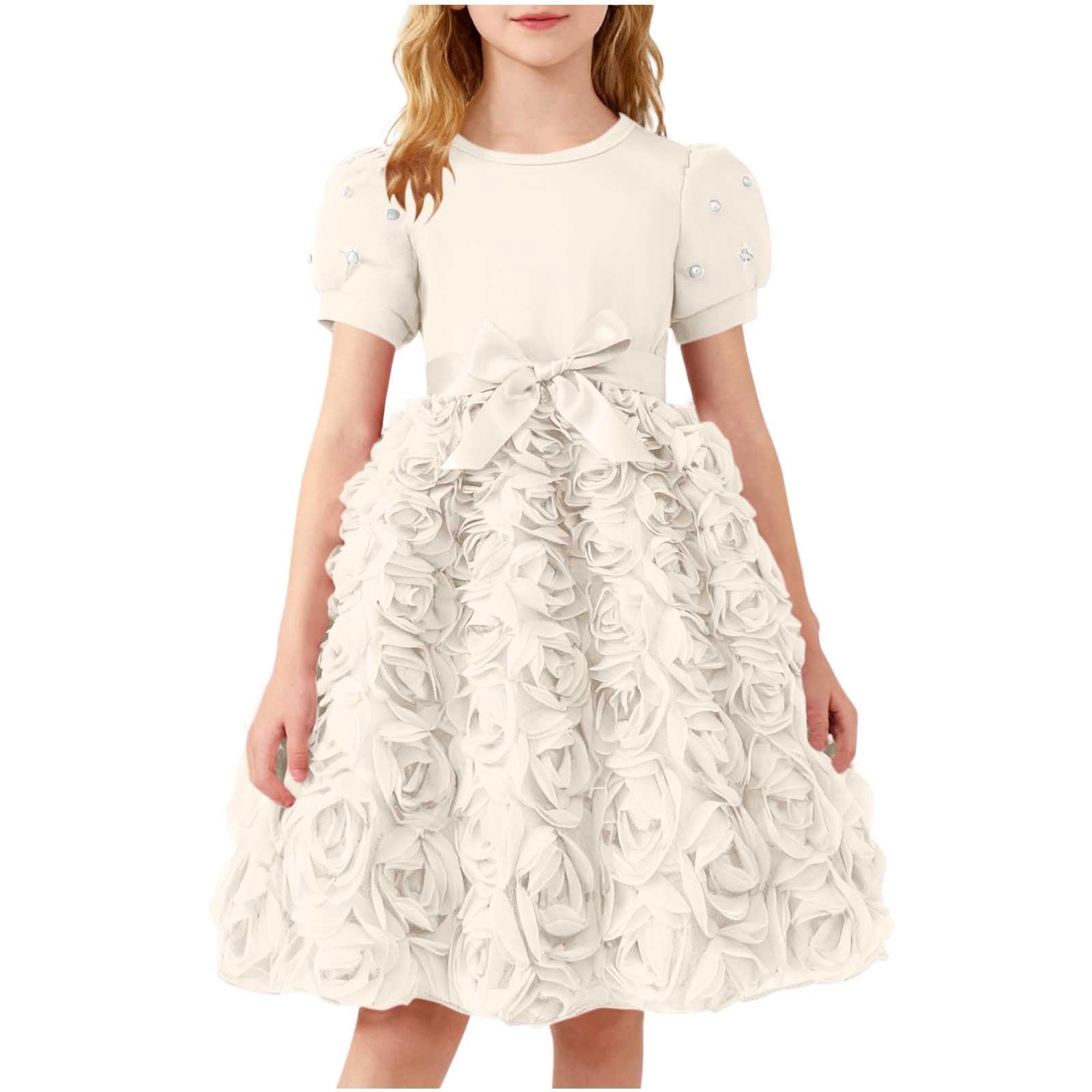 Miluxas Girl Toddler Puff Sleeve Tulle Tutu Twirly Babydoll Flare Ball ...