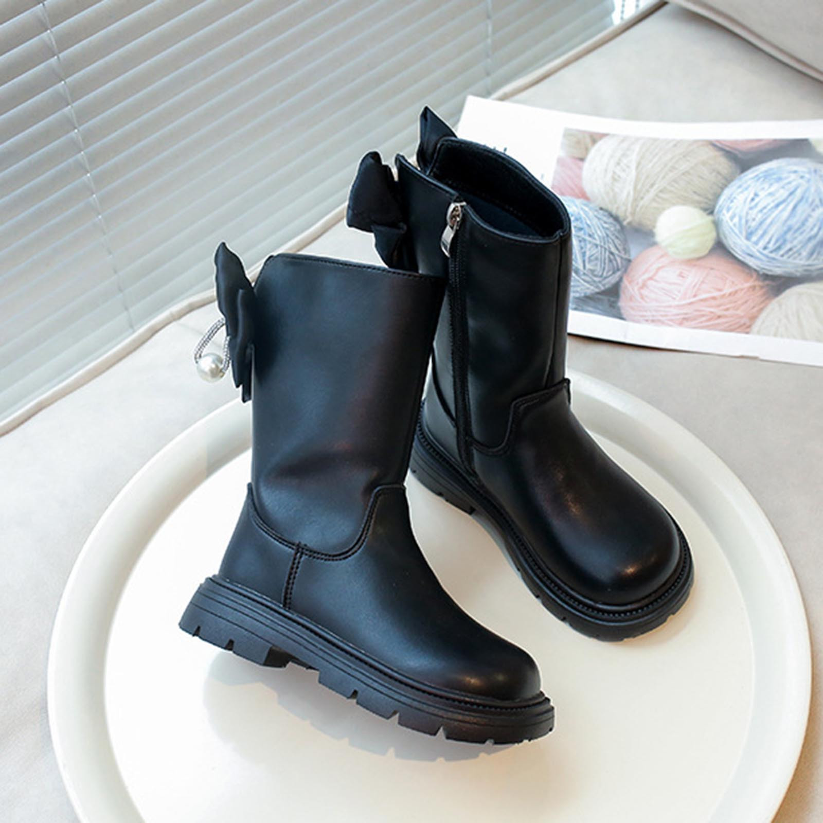 Miluxas Girl's Knee High Winter Boots Bowknot Warm Snow Boots Low Heels ...
