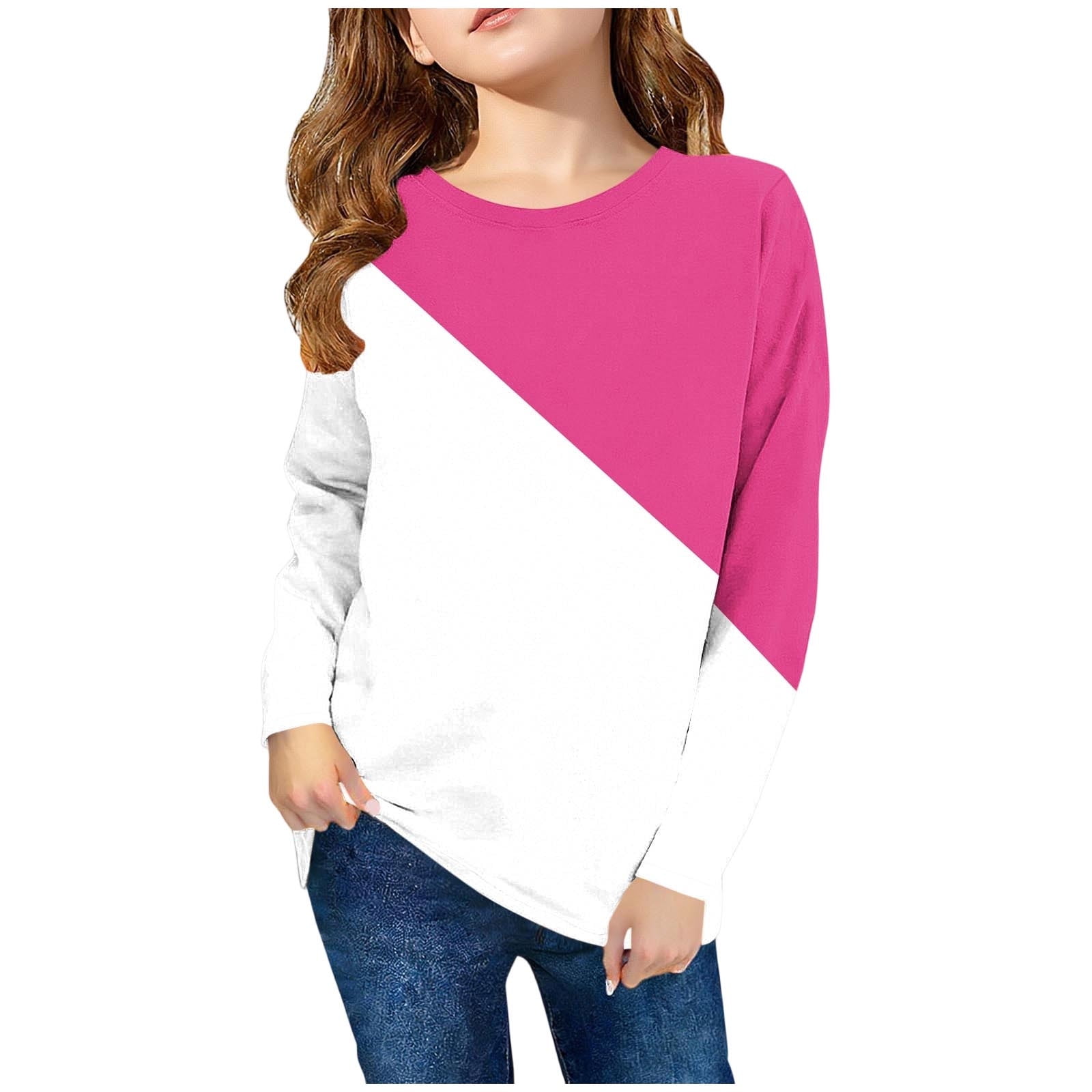 Miluxas Girls Casual Long Sleeve T Shirts Kids Loose Soft Striped Color ...
