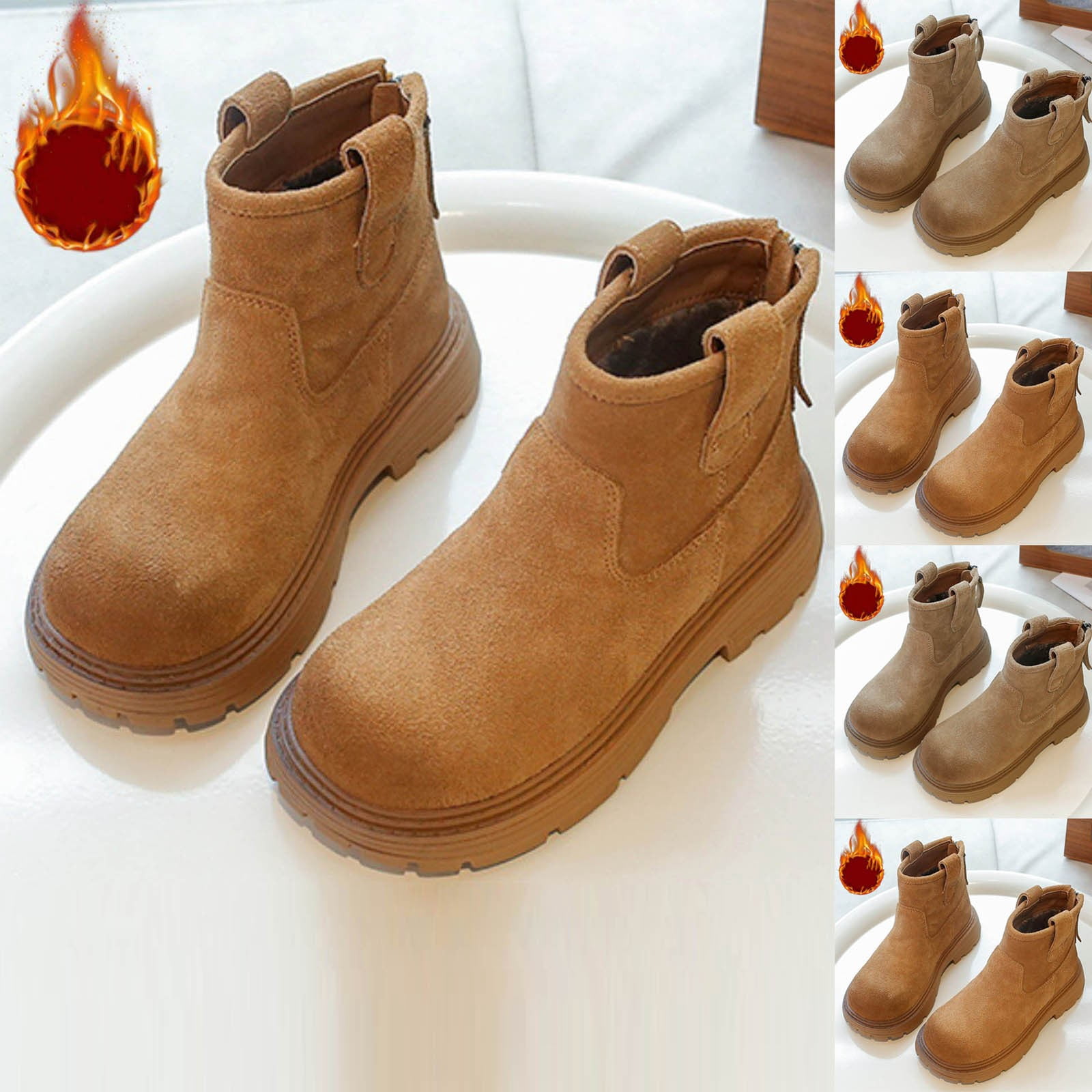 Miluxas Girls Chelsea Boots Back Zipper Lug Sole Faux Leather Ankle ...