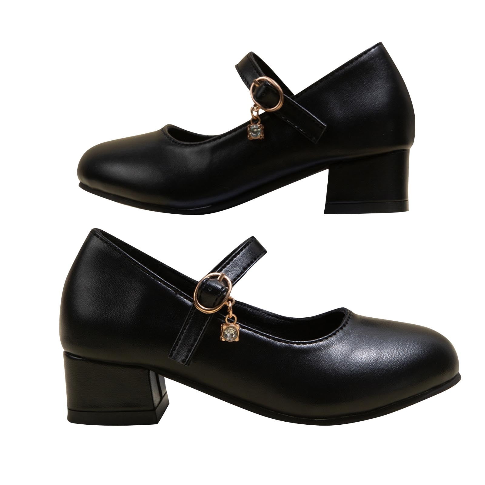 Miluxas Girls Dress Shoes Clearance Toddler Little Big Kid Chunky Heels ...