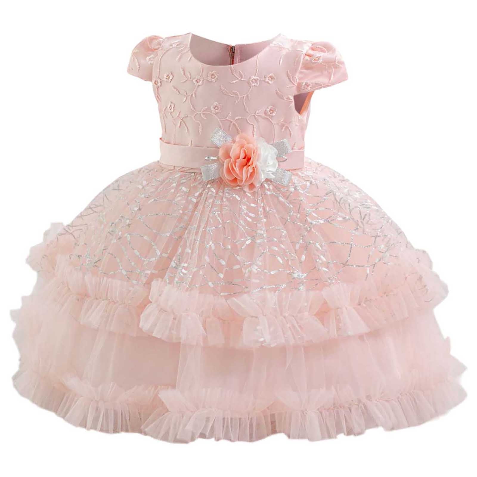Miluxas Girls Dresses Solid Color Dress Satin Princess Dress Big Bow ...