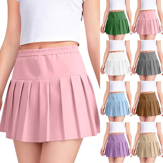 Miluxas Girls' High Waist Mini Solid Color Uniform Pleated Skater ...