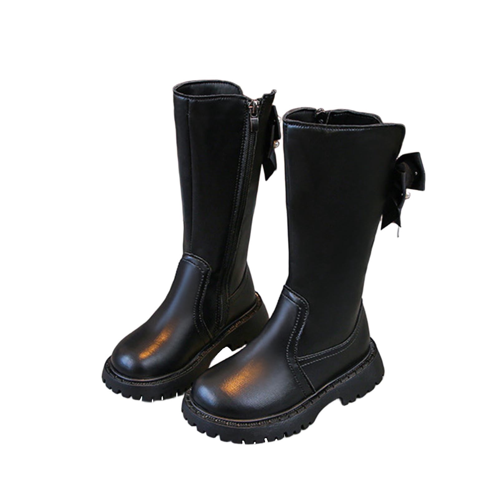 Miluxas Girls Knee High Boots Fashion Bow Side Zipper Tall Riding Boots ...