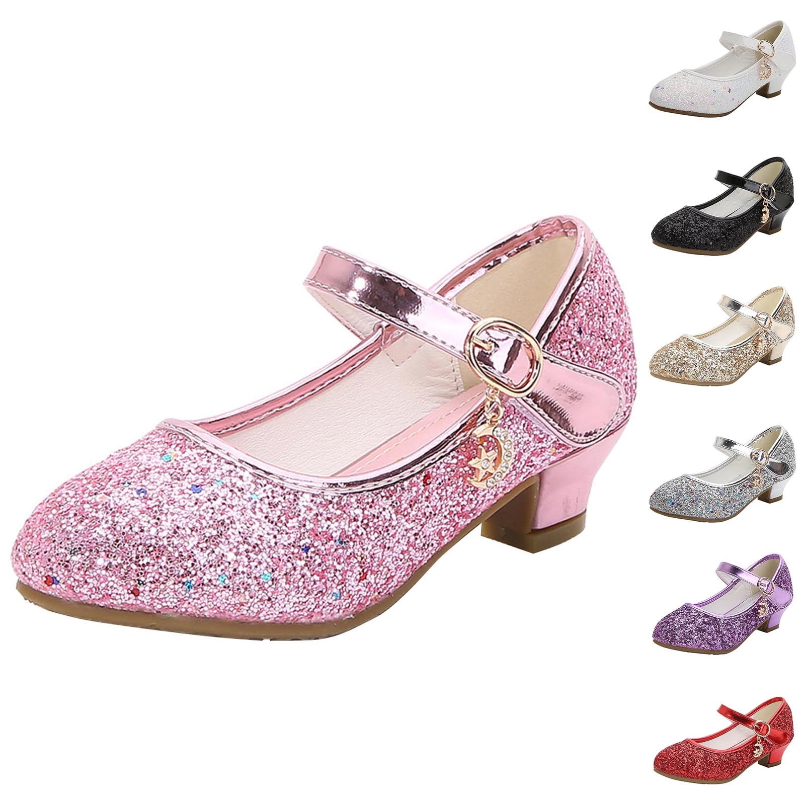 Miluxas Girls Sequin Dress Shoes Mary Jane Heels Princess Wedding Party ...