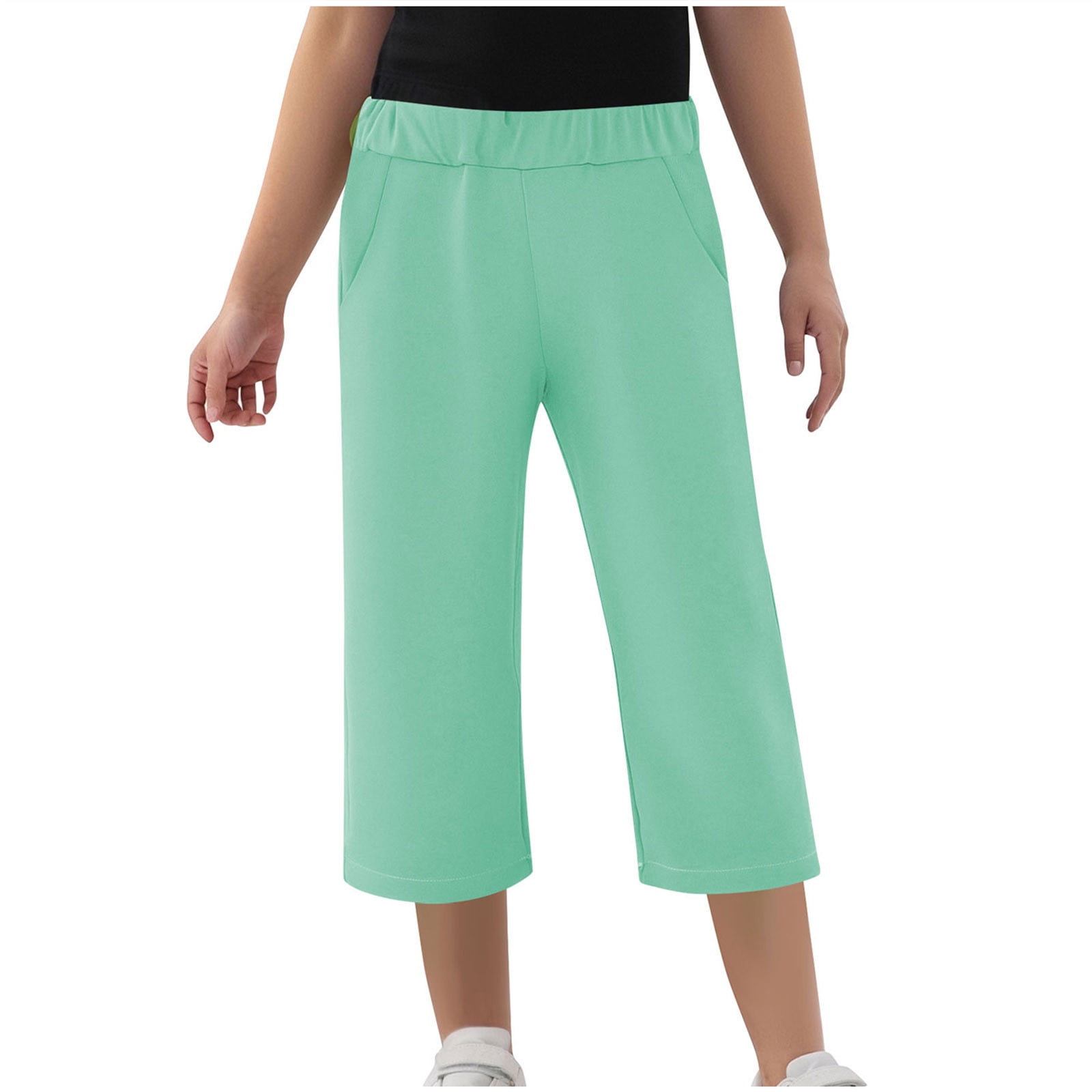 Miluxas Girls Wide Leg Capris Flowy Stretchy Capri Pants Kids Boys ...