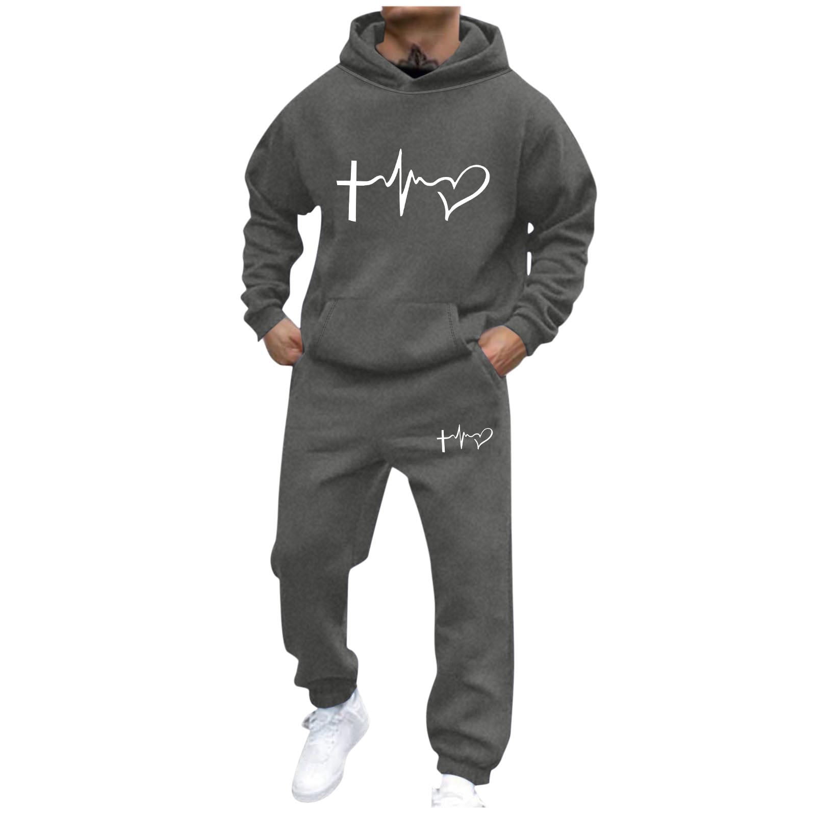 Miluxas God Loves You Tracksuit for Men Graphic 2 Piece Set Hoodie and ...