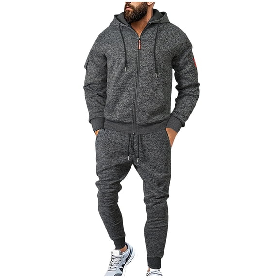 Miluxas Jogging Suits for Men Hooded Full Zipper Track Suits Contrast ...