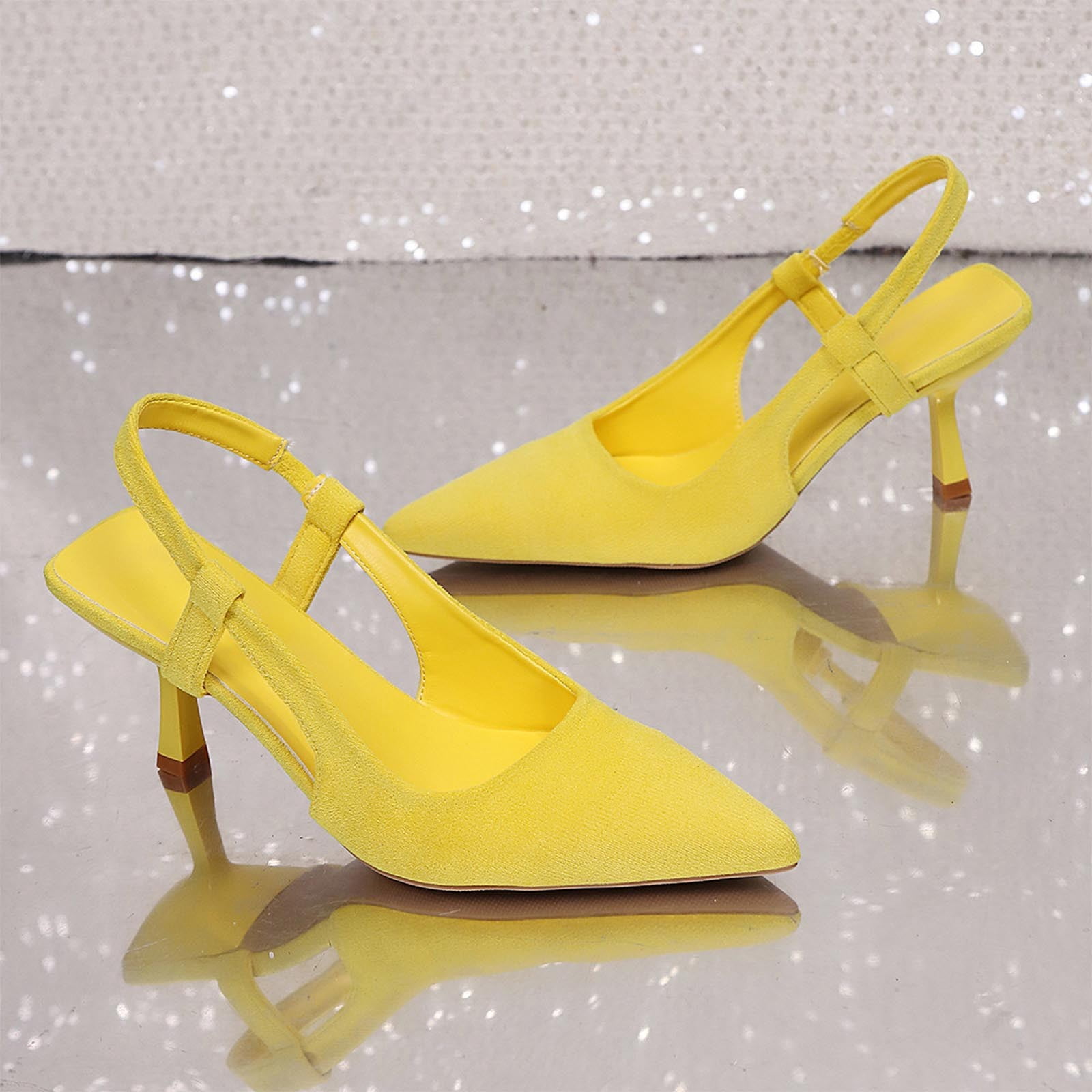 Miluxas Kitten Heels for Women Pointed Closed Toe Heels Low Pumps Shoes ...