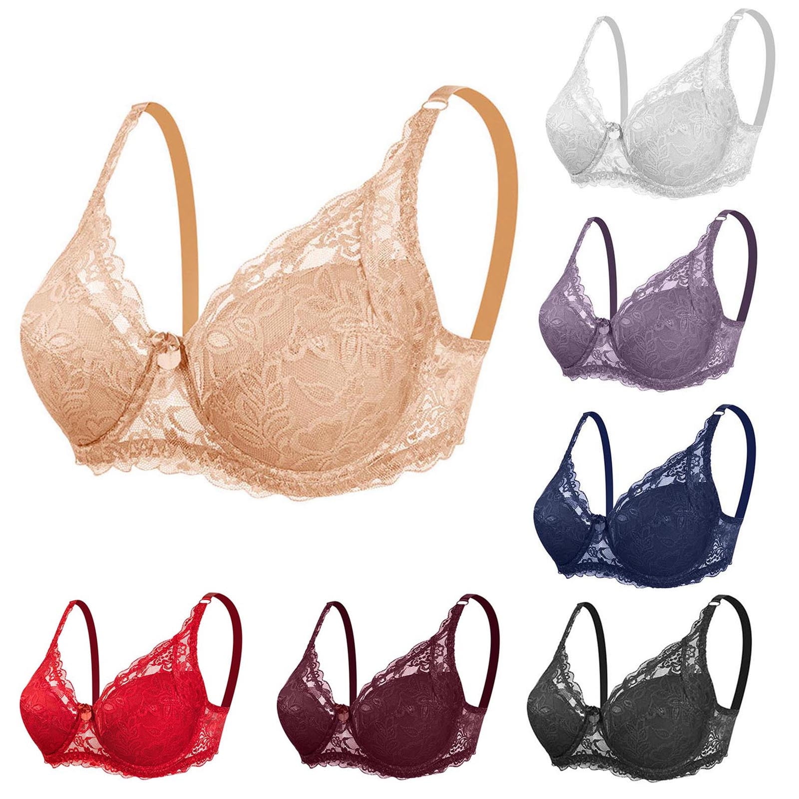 Miluxas Lace Bras Women's Beautiful Indulgence Lace Bra with Underwire ...