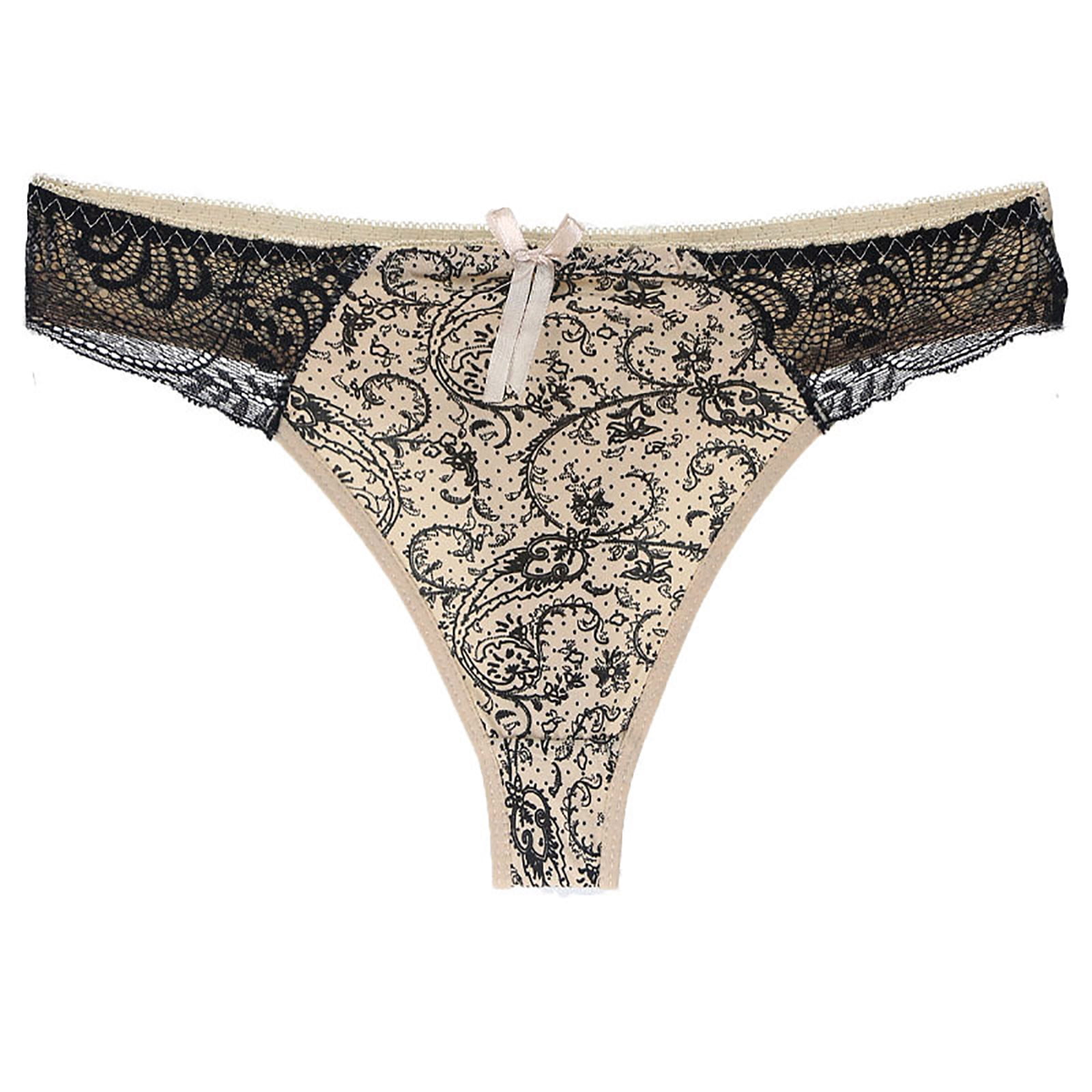 Miluxas Lace Color Panties in Women for Solid Thong Patchwork Beige XXL(XXL) - Walmart.com