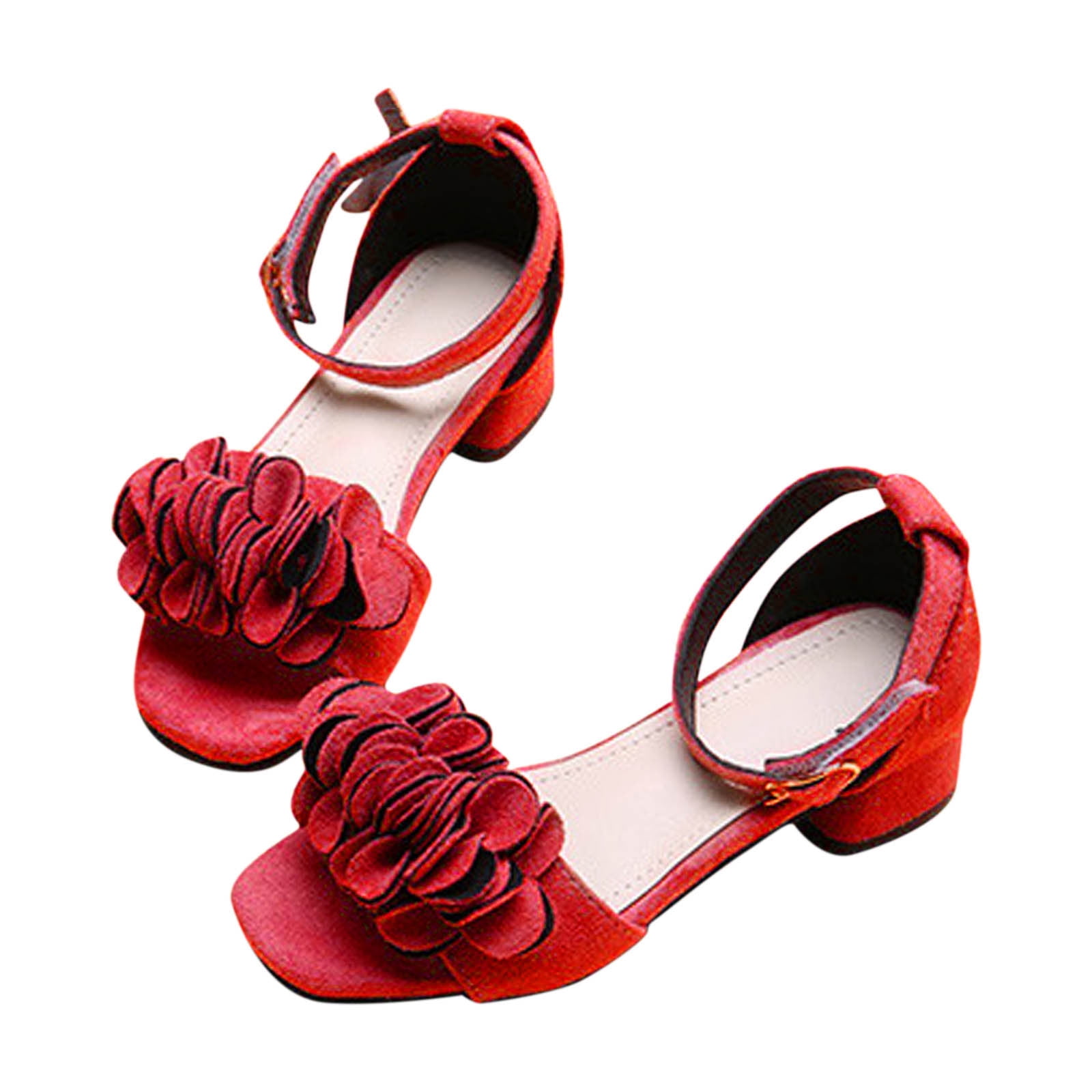 Miluxas Little Big Girls Flower Middle High Heel Princess Sandals Kids ...