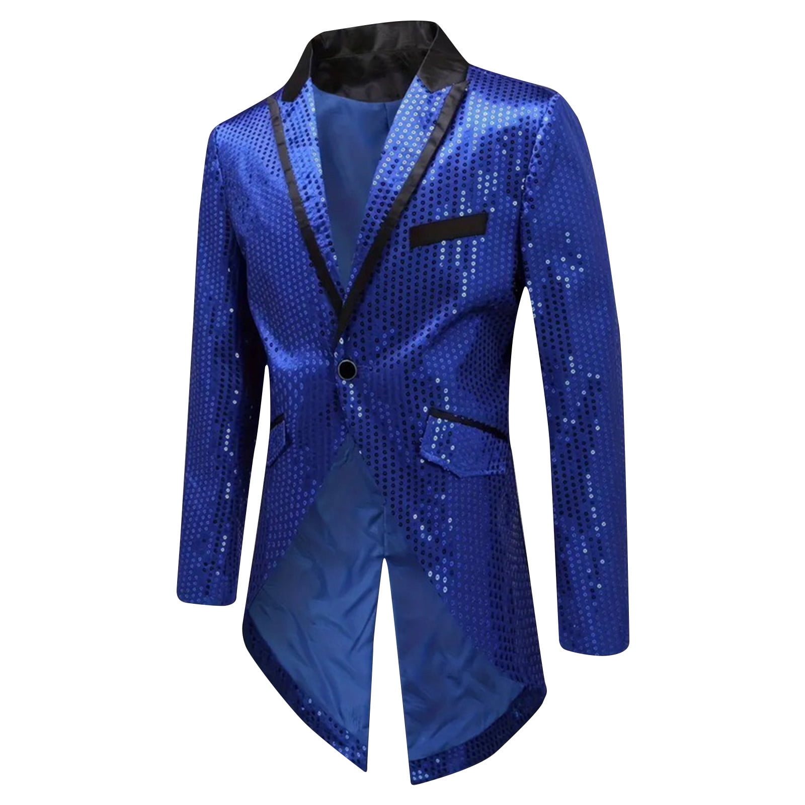 Miluxas MAGE MALE Mens Sequin Tuxedo Jacket Tails Slim Fit Tailcoat ...