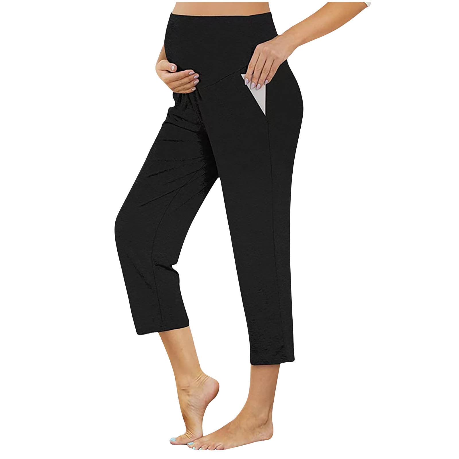 Miluxas Maternity Pants Comfortable Stretch Over-Bump Women Pregnancy ...