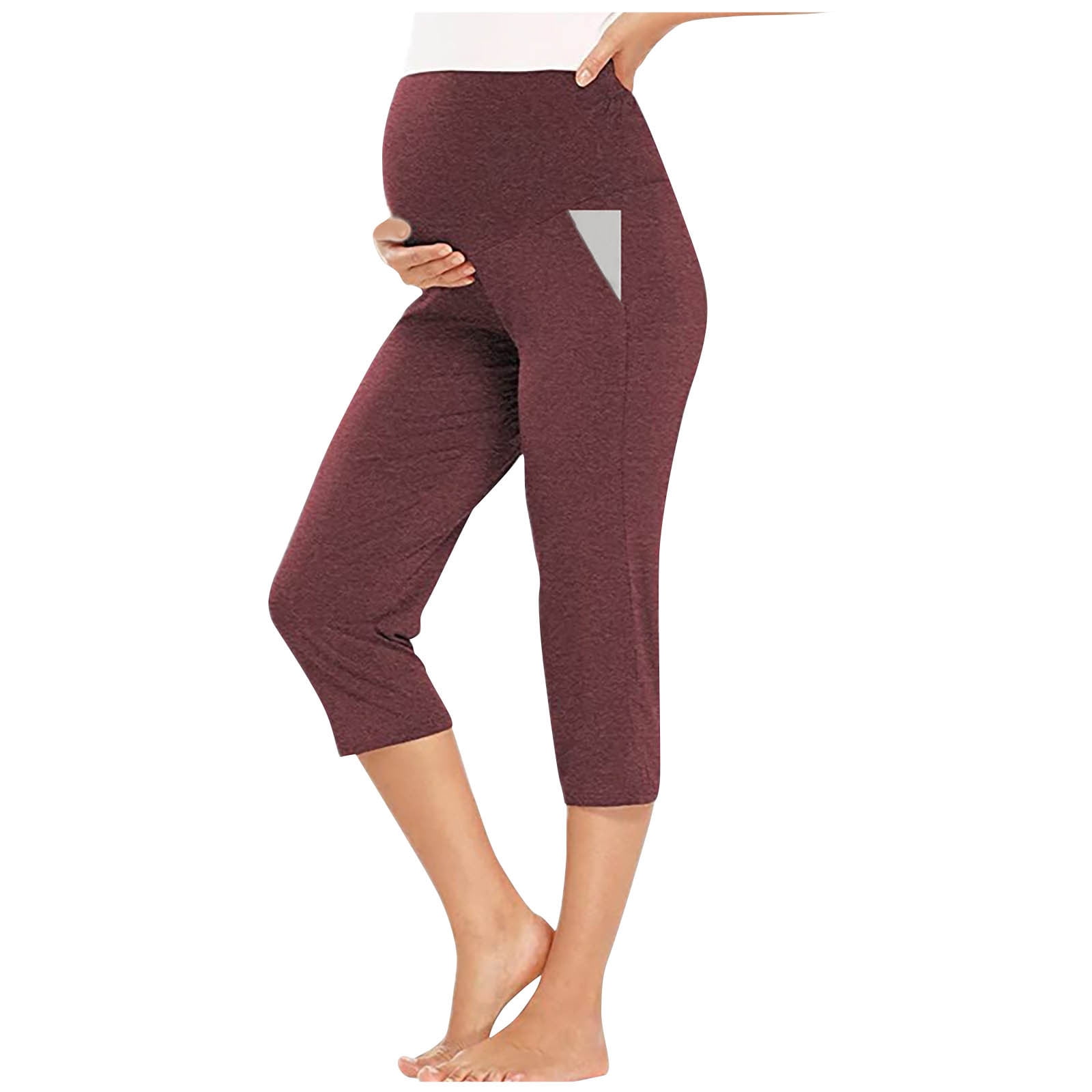 Miluxas Maternity Pants Comfortable Stretch Over-Bump Women Pregnancy ...