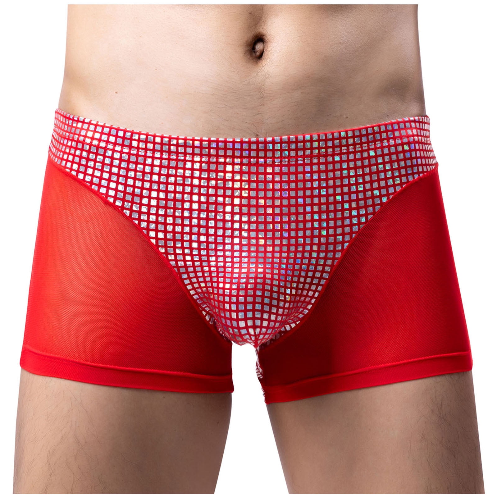 Miluxas Men Holographic Shiny Metallic Swim Boxer Briefs Trunks Shorts