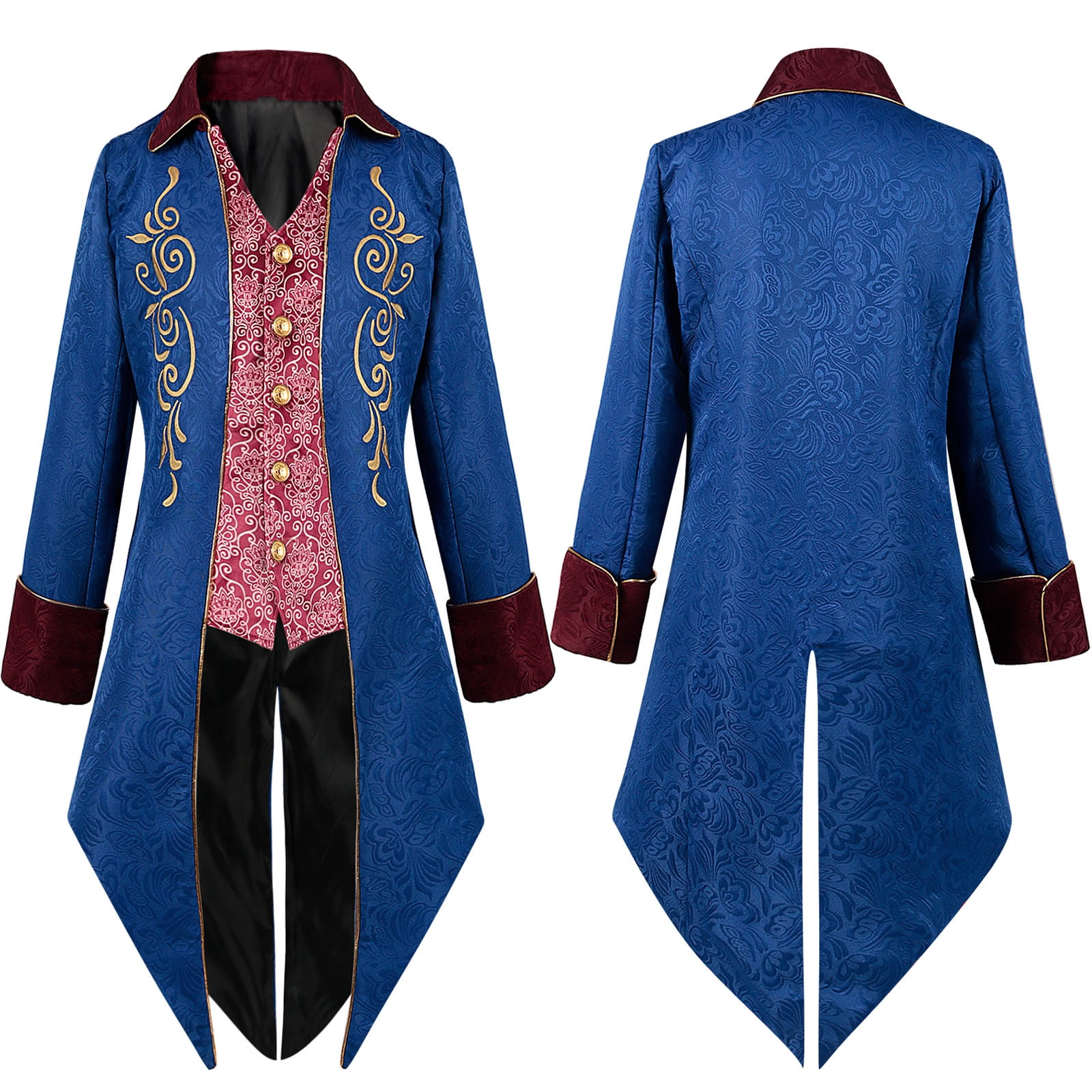 Miluxas Men Steampunk Medieval Jacket Gothic Victorian Frock Coat ...