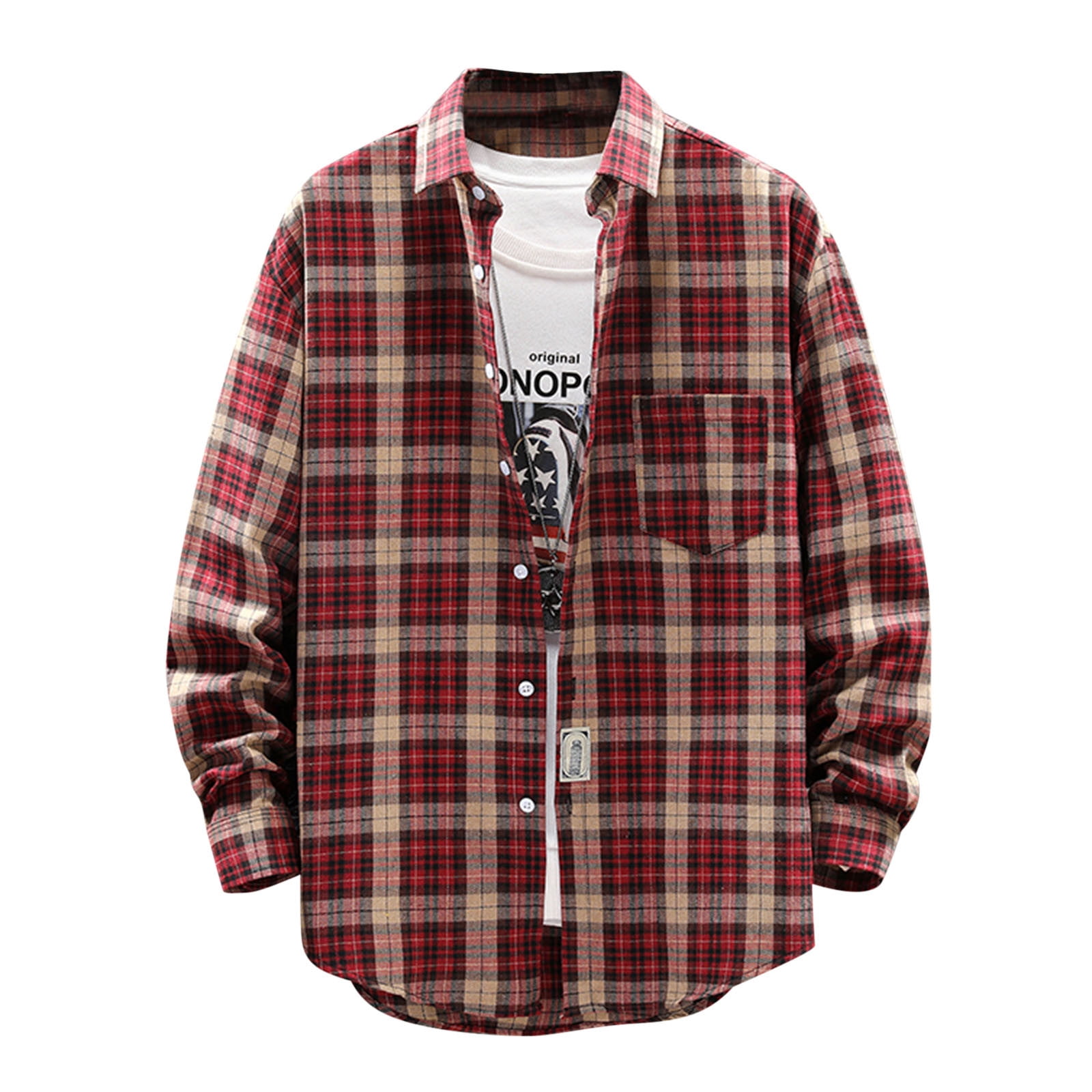 Miluxas Men's Casual Plaid Shirts Long Sleeve Button-Down Overshirt ...