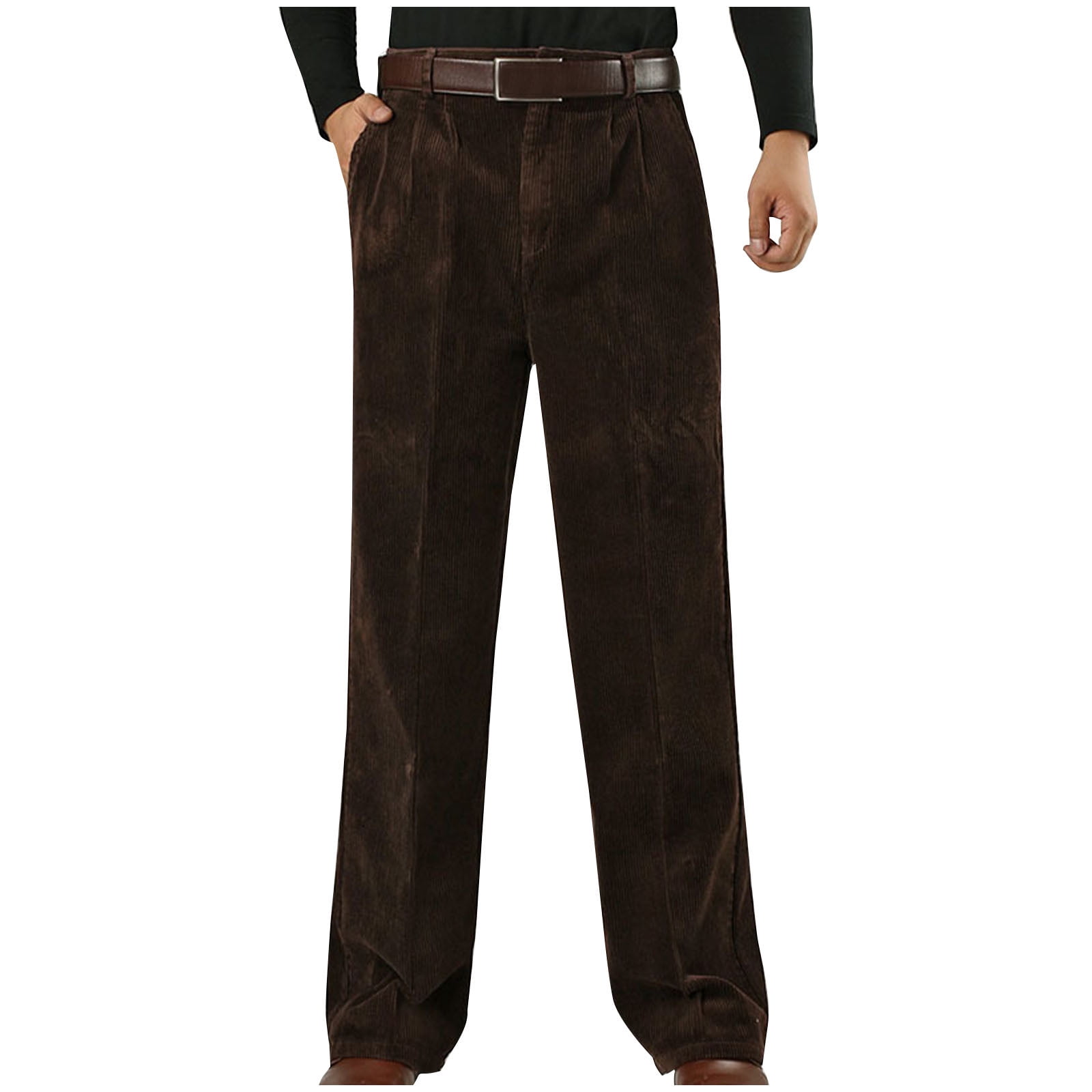 Miluxas Men's Classic Fit Stretch Corduroy Dress Pants Expandable Waist ...