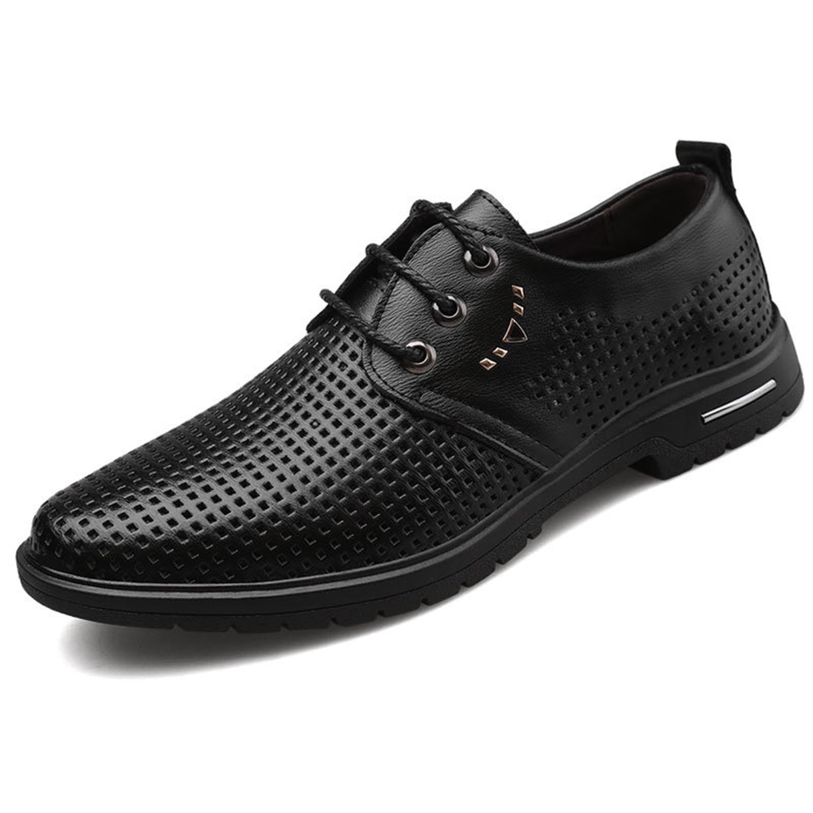 Miluxas 2025 Clearance! Men's Dress Shoes Clearance Leather Eyelet ...