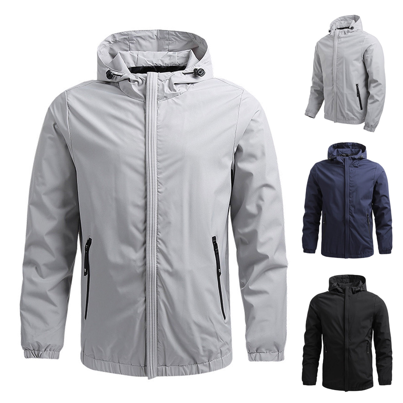 Miluxas Men's Jacket - Full Zip Windbreaker Jacket - Weather Resistant ...