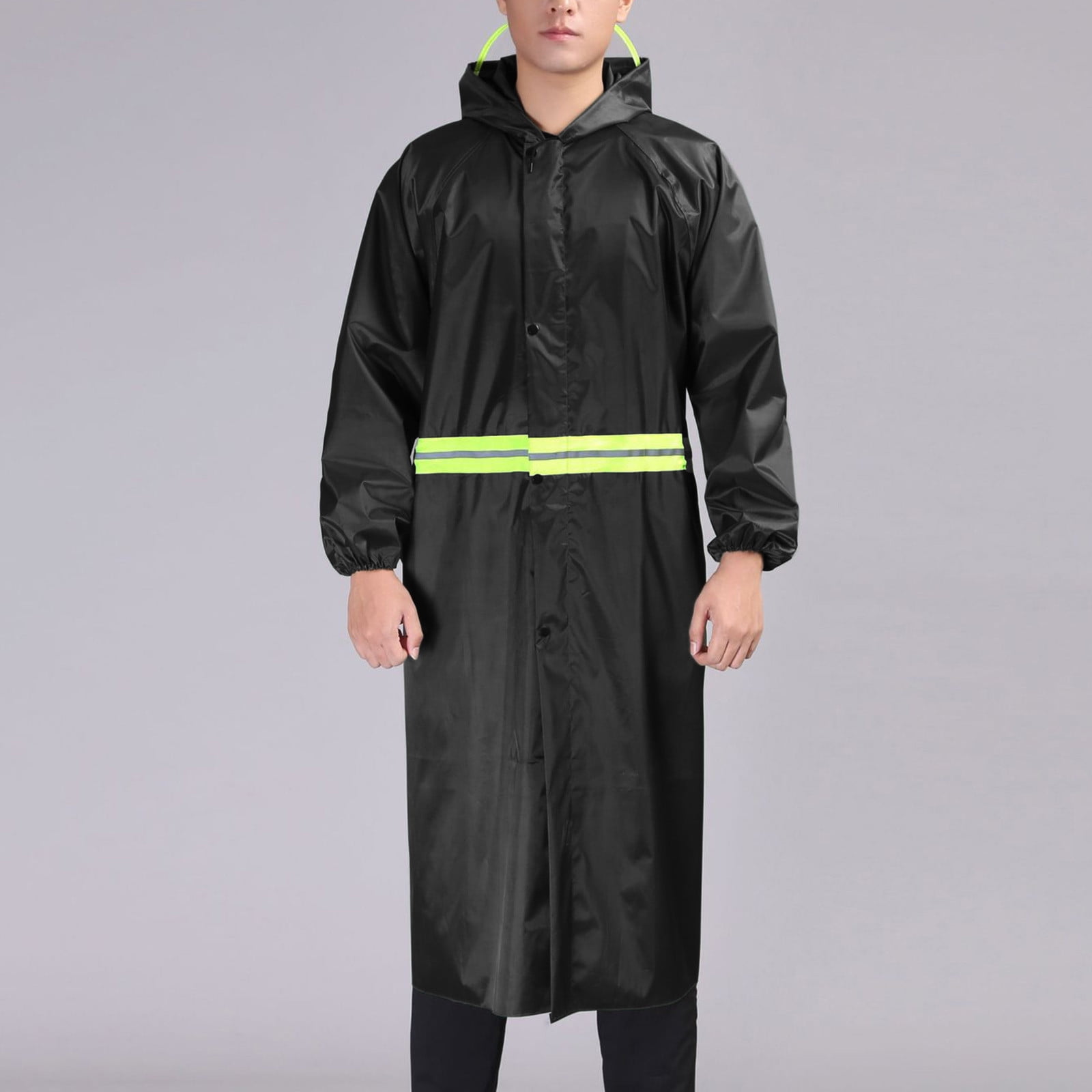 Miluxas Men's Long Raincoat Waterproof Reflective Safety Rain Jacket ...