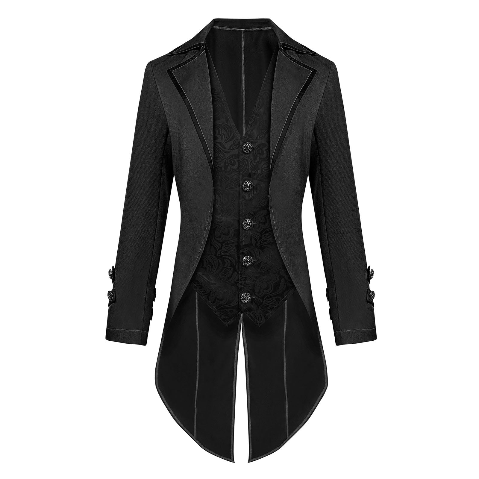Miluxas Men's Medieval Gothic Steampunk Swallow-Tailed Coat Button Down ...
