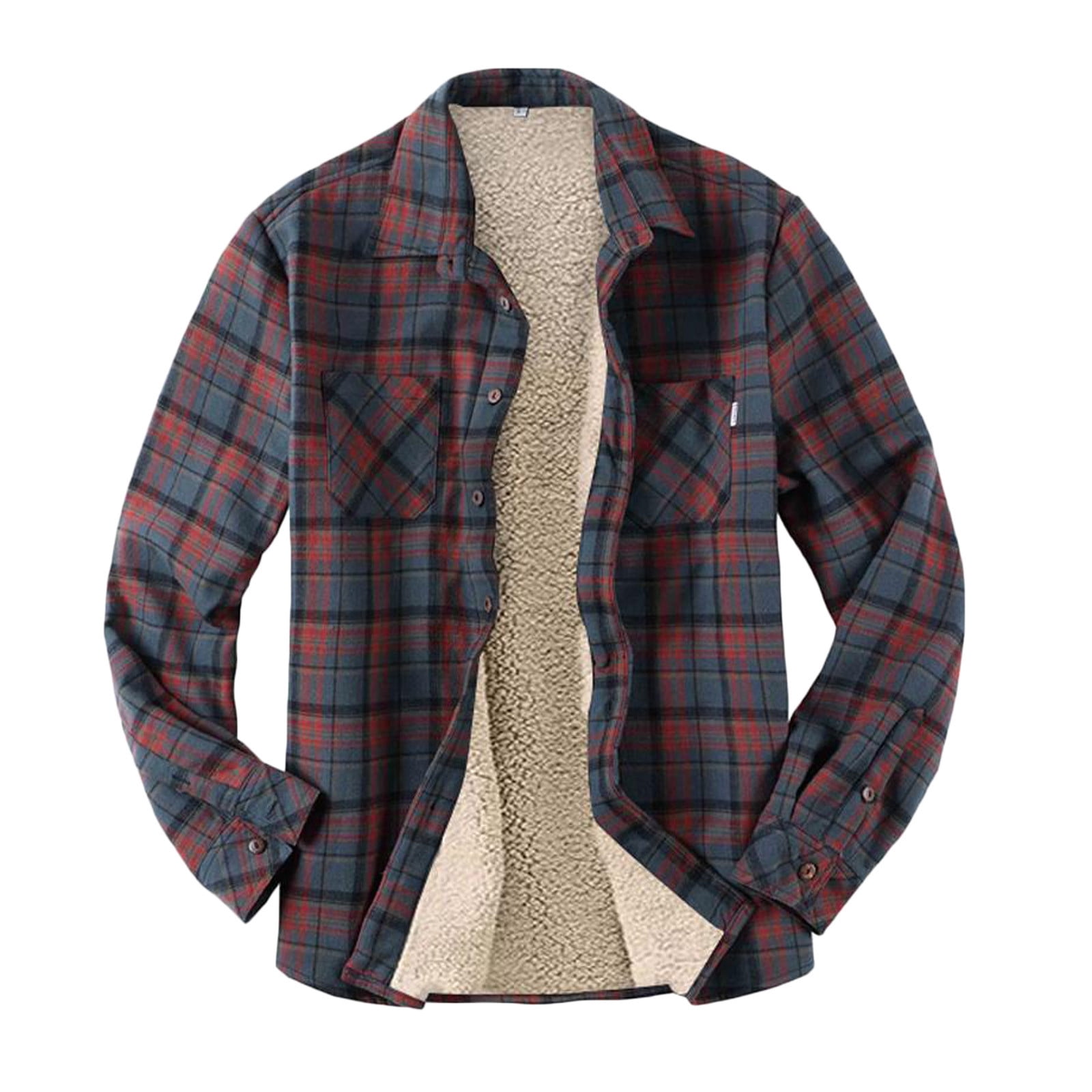 Miluxas Men's Plaid Flannel Shirt Jacket, Long Sleeve Soft Warm Wool ...