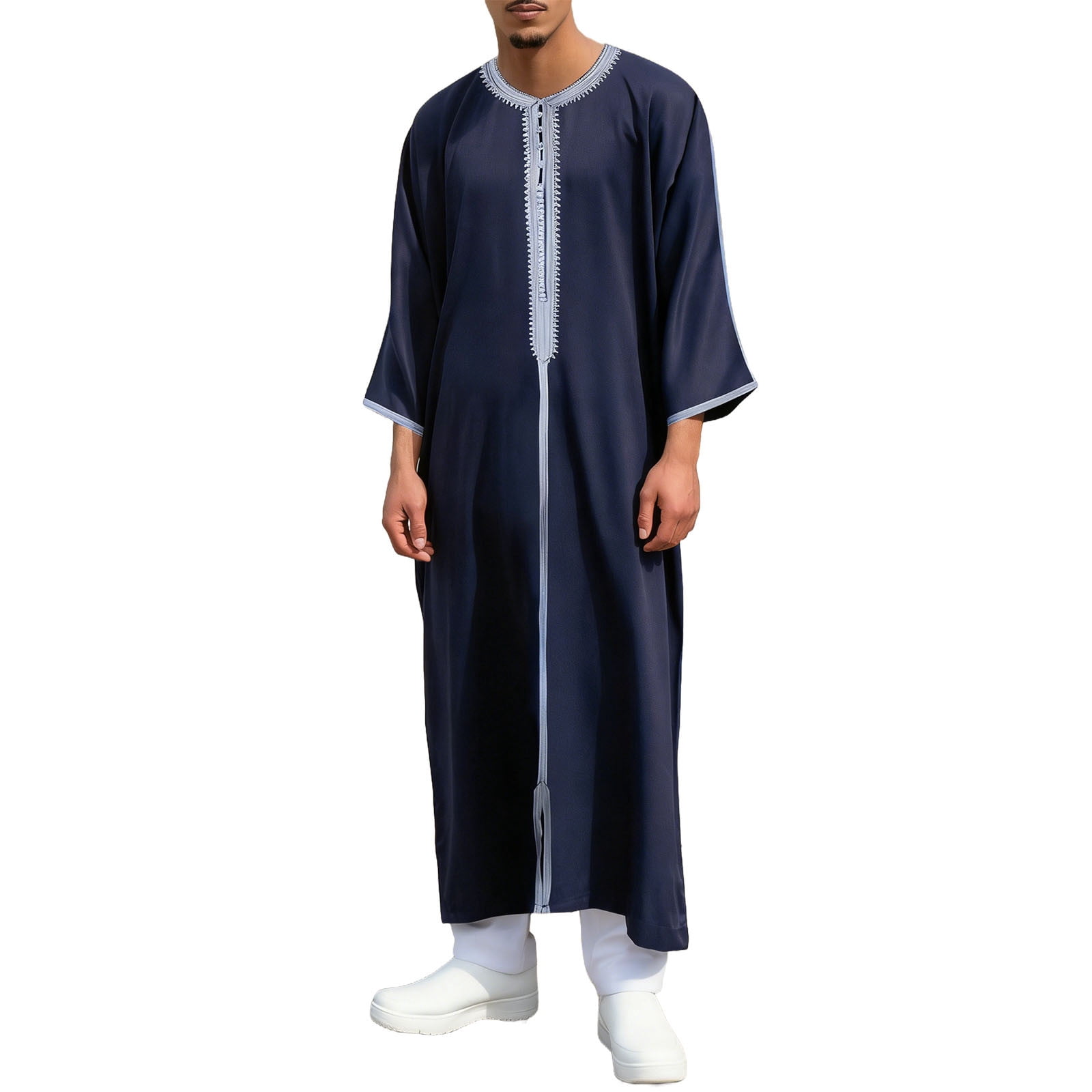 Miluxas Men's Robe Muslim Clothes Kimono Loose Abaya Dresses Long ...
