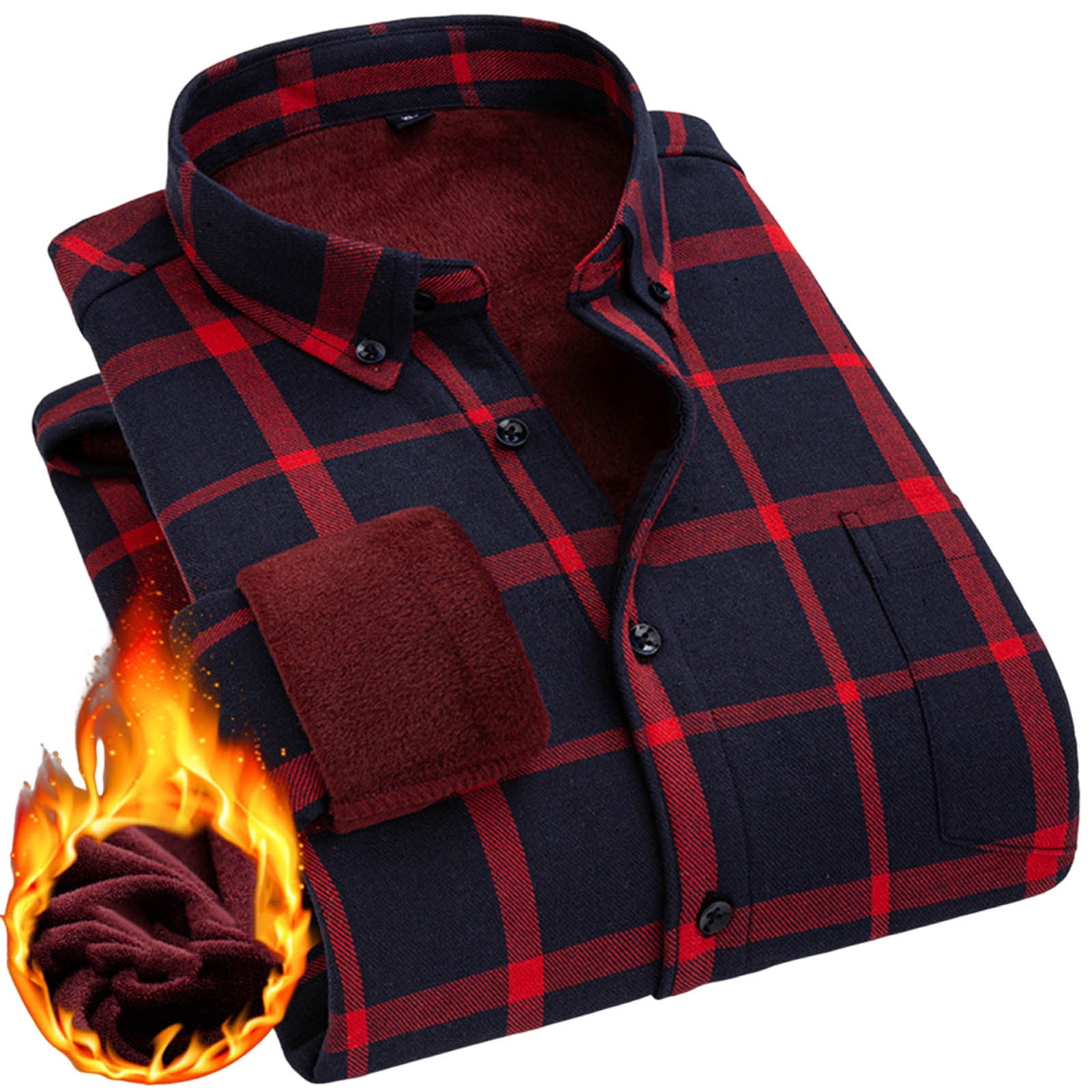 Miluxas Men's Sherpa Lined Cotton Flannel Shirt Jacket Plaid Button Up ...