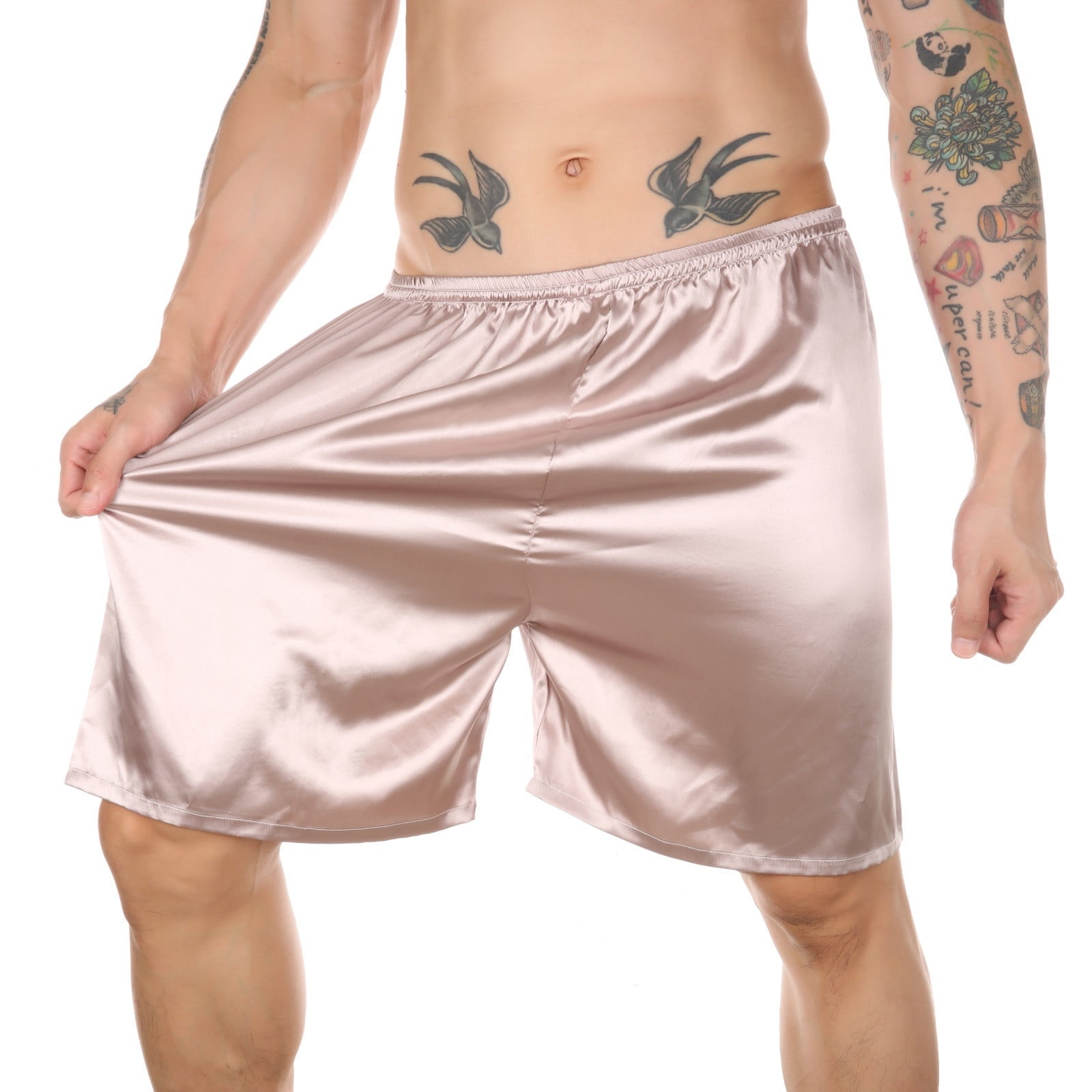 Miluxas Men's Silky Satin Boxers Shorts Silk Pajama Bottom Shorts Satin Sleep Lounge Underwear ...