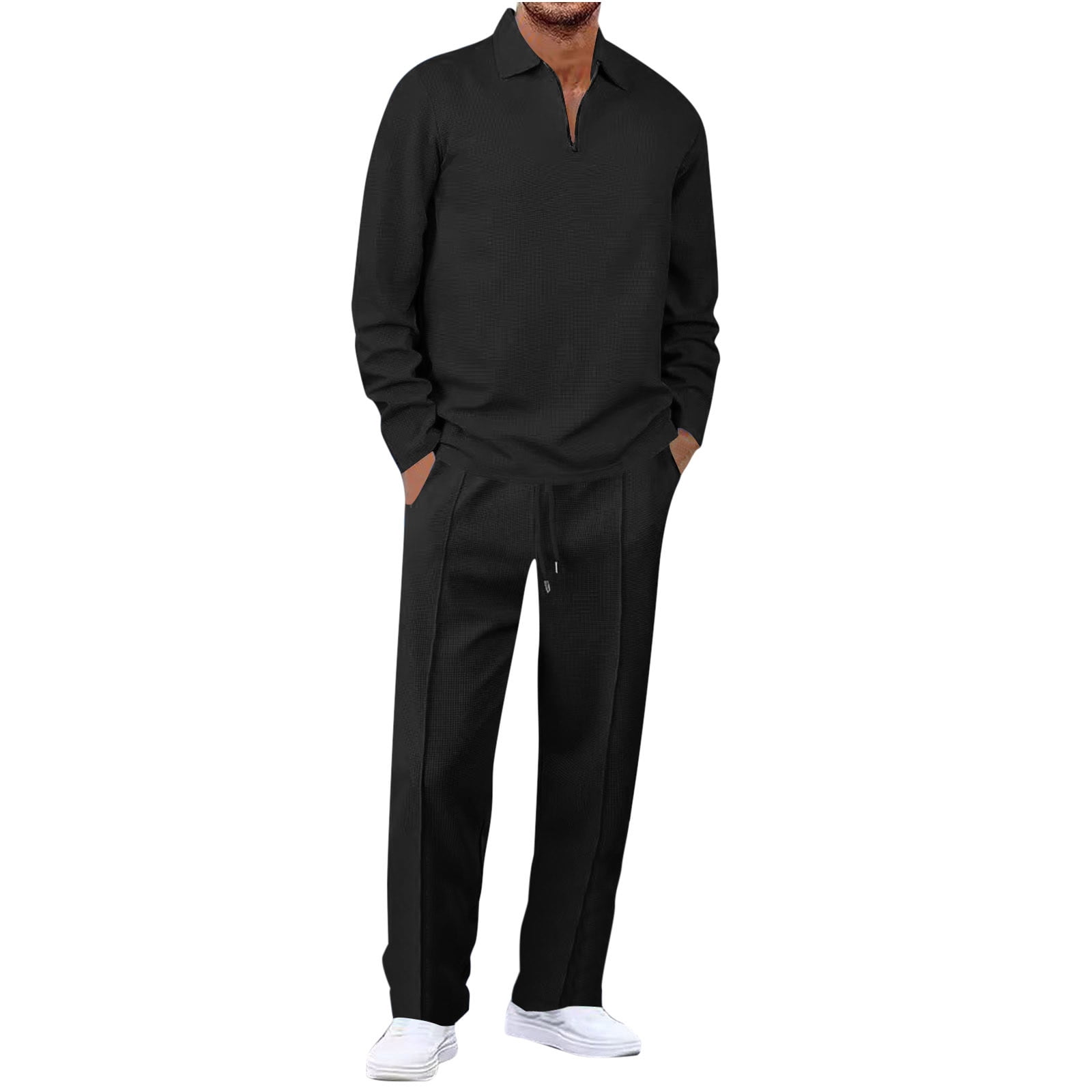 Miluxas Men's Tracksuit 2 Piece Quarter Zip Sweatsuit Sets Casual ...
