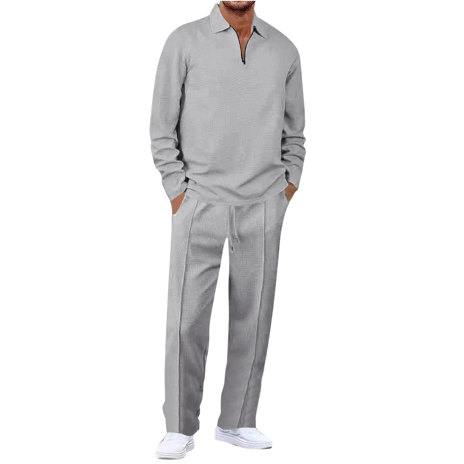 Miluxas Men's Tracksuit 2 Piece Quarter Zip Sweatsuit Sets Casual ...