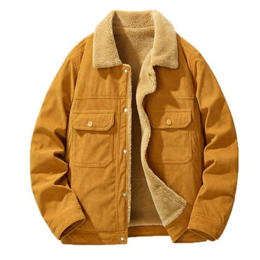 Men's Cotton Cargo Jacket Winter Sherpa Fleece Lined Work Jacket Coats ...