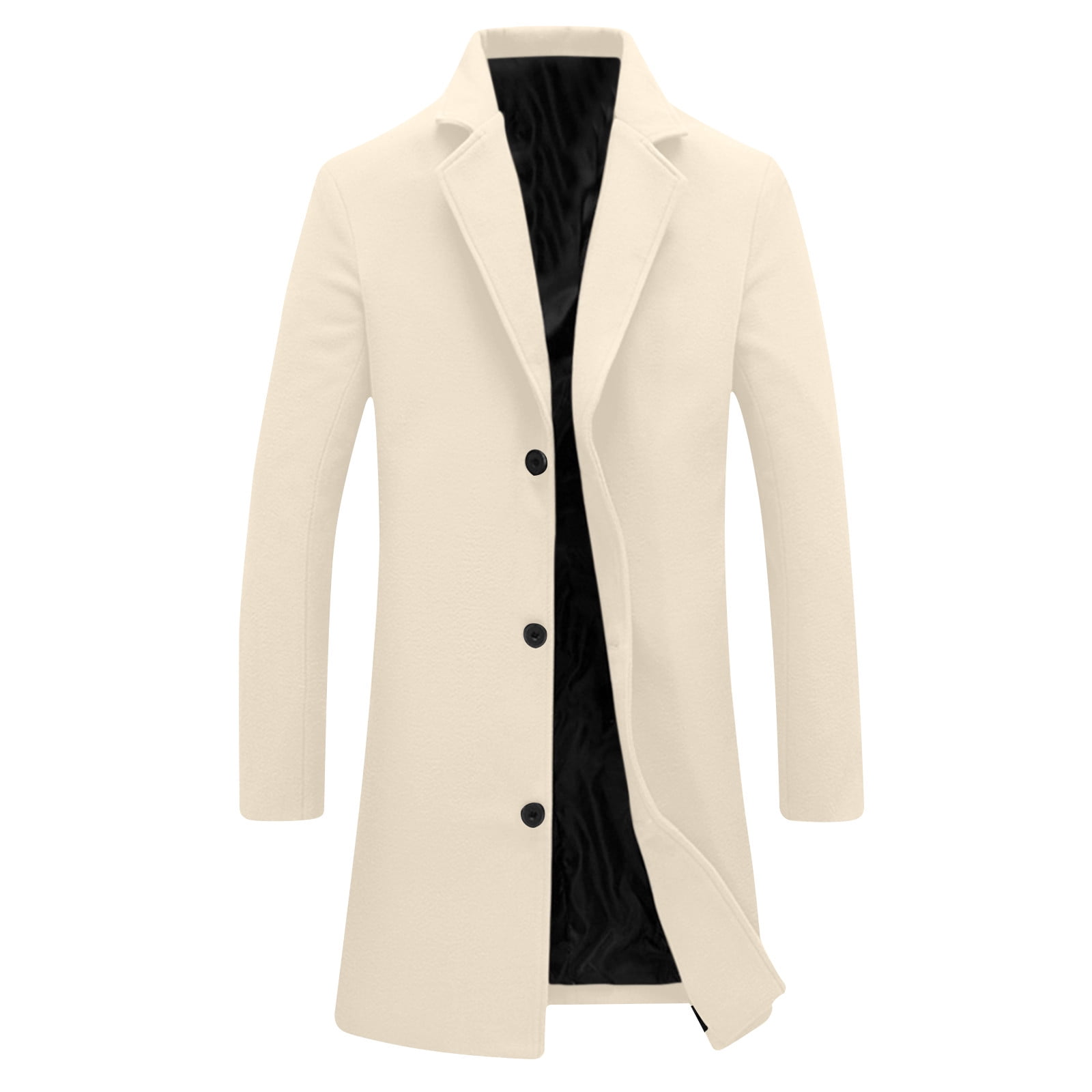 Miluxas Men's Work Business Coat Classic Trench Overcoats Mid Long Wool ...