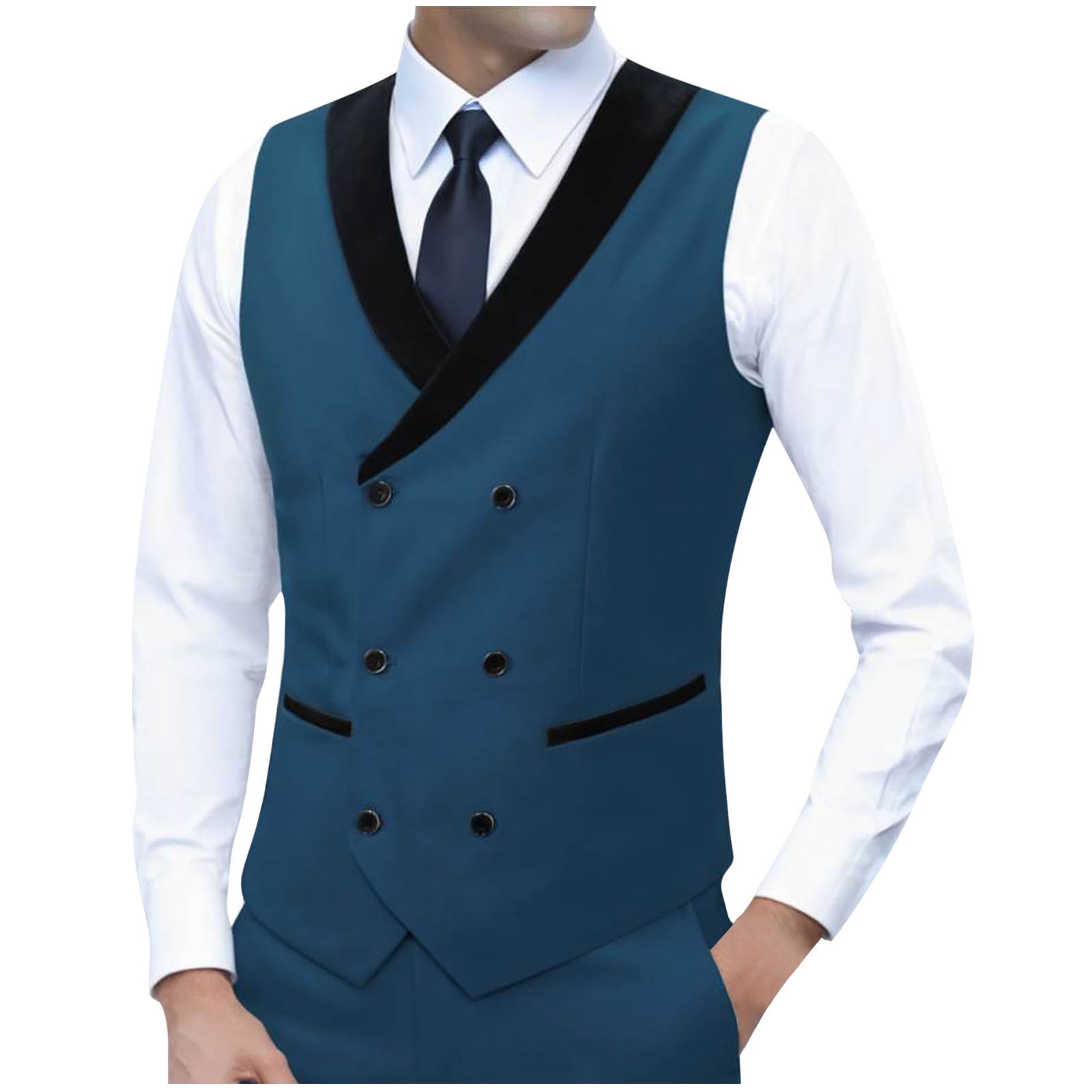 Miluxas Men's formal Suit Vest Set Business Casual Waistcoat Solid ...
